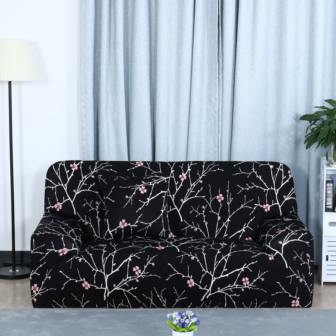 PiccoCasa Elastic Spandex Sofa Cover, Plum Flower Pattern Thicker Couch ...