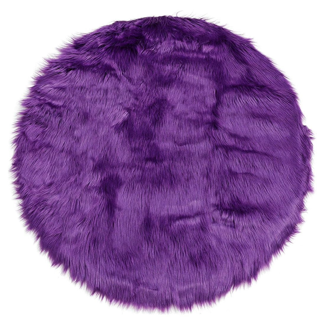 PiccoCasa Faux Fur Area Rug Shaggy Floor Mat, Purple 2x2 Feet Round ...
