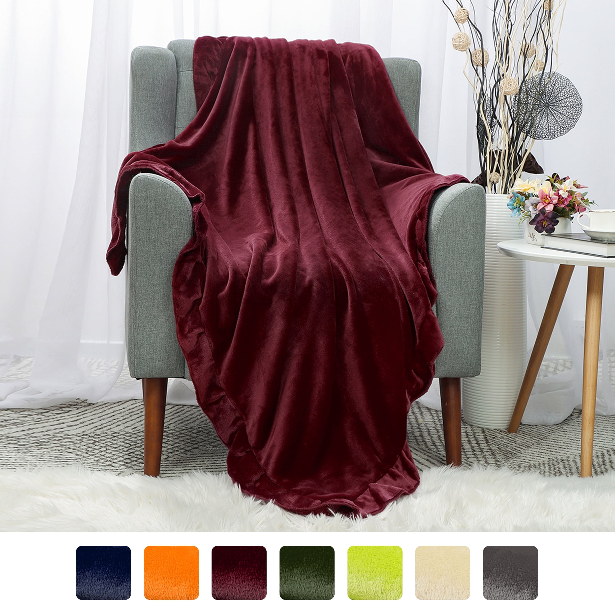 PiccoCasa Flannel Fleece Blanket Soft Plush Decorative Throw Blanket ...