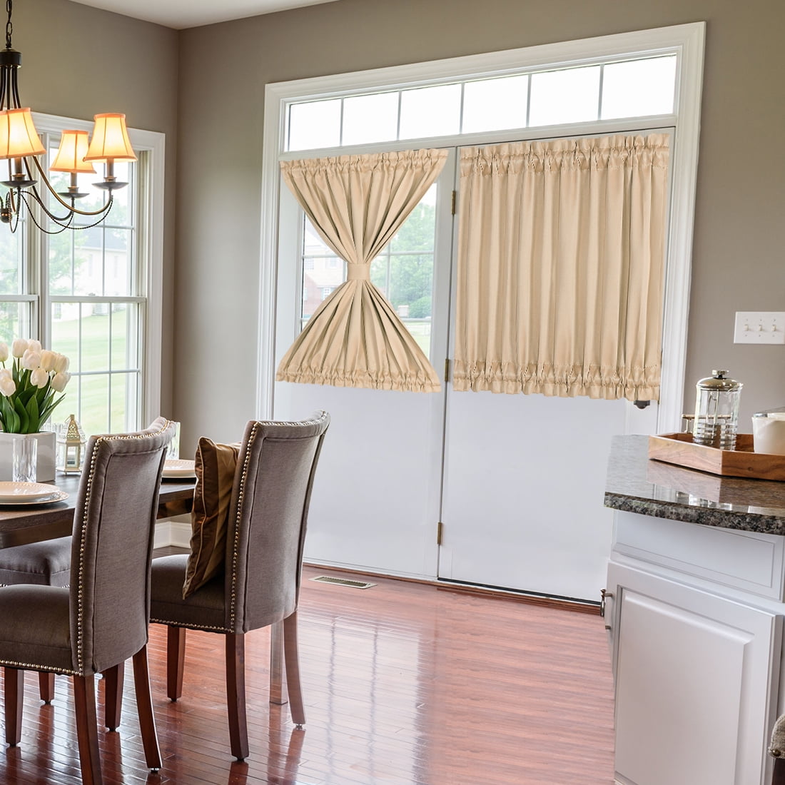 PiccoCasa French Door Curtains Rod Pocket Blackout Curtain Panel Khaki ...