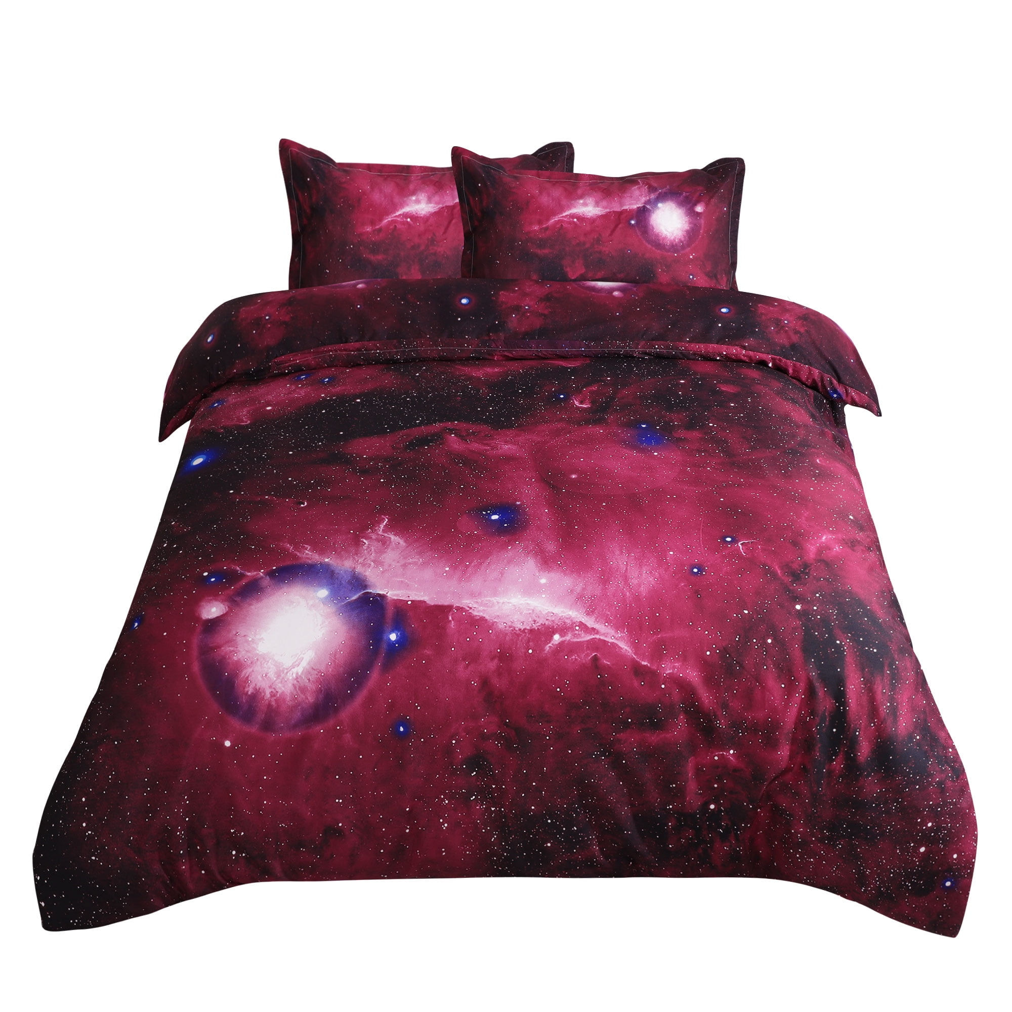 PiccoCasa Galaxy Duvet Cover Bedding Set, 3 Piece, Queen Red - Walmart.com