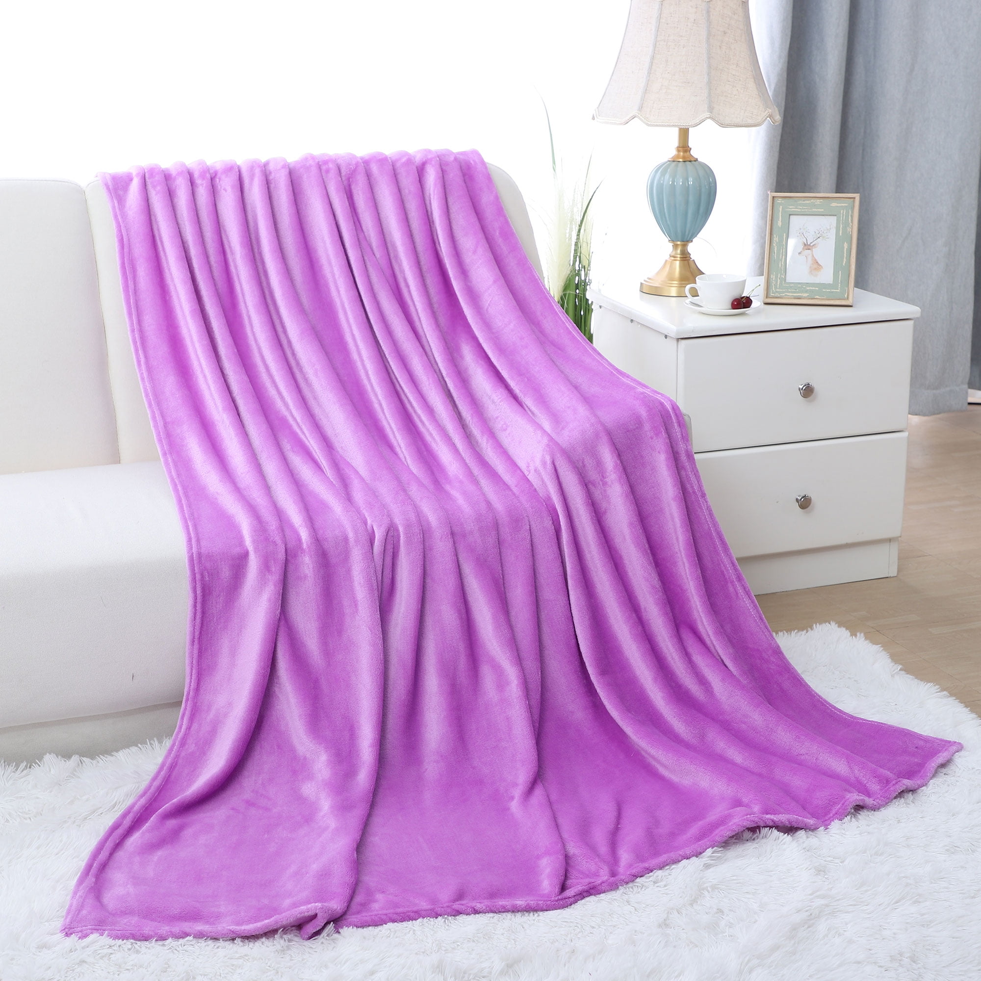 PiccoCasa 1 Pcs Home Warm Soft Microplush Fleece Solid Throw Blanket ...