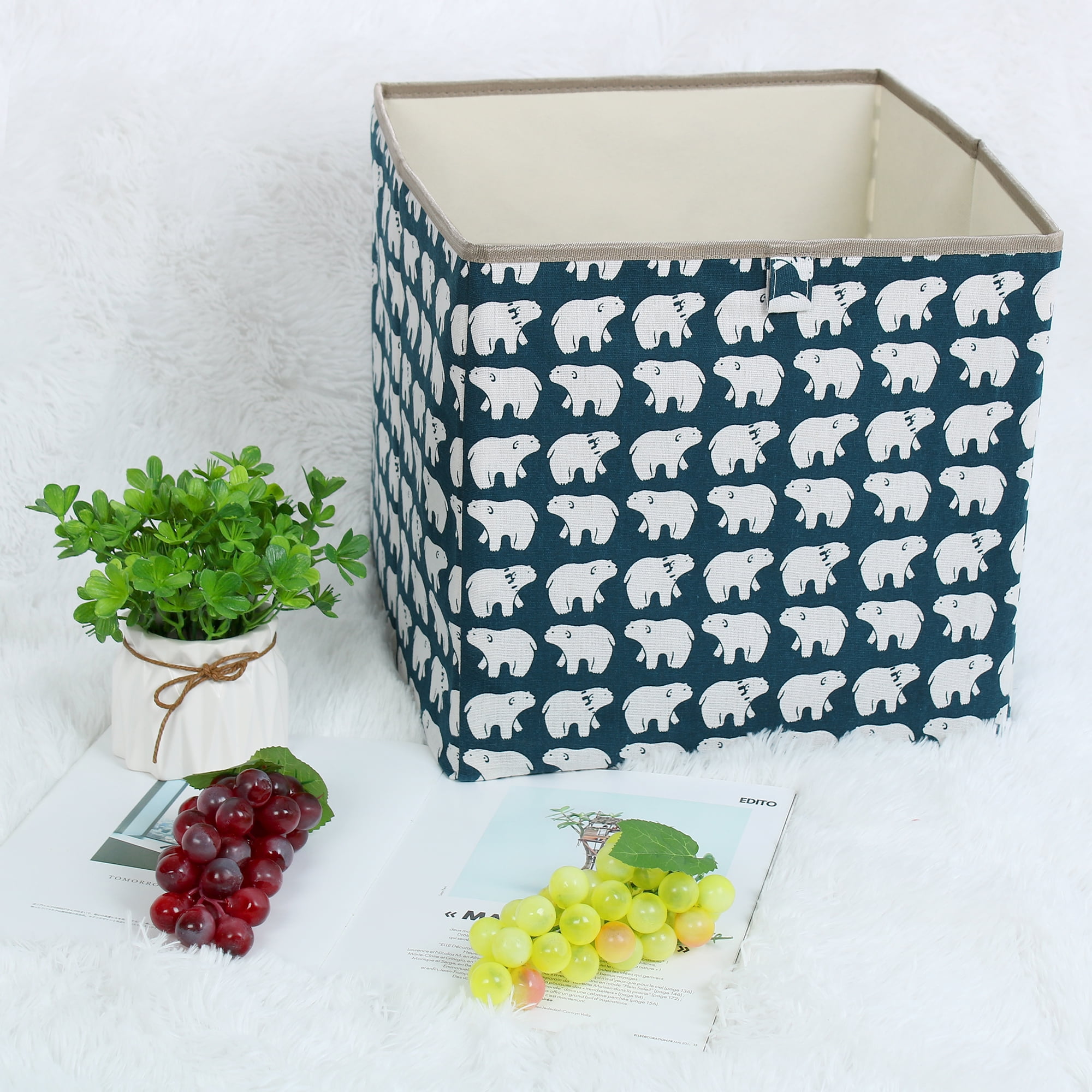 PiccoCasa Home Foldable Linen Storage Bin, Square Cube Box Organizer ...