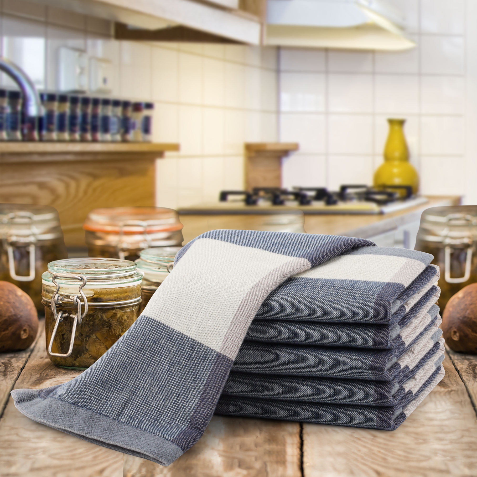 PiccoCasa Kitchen Dish Colth Tea Towel 6 Pack Set for Cleaning Plaid ...