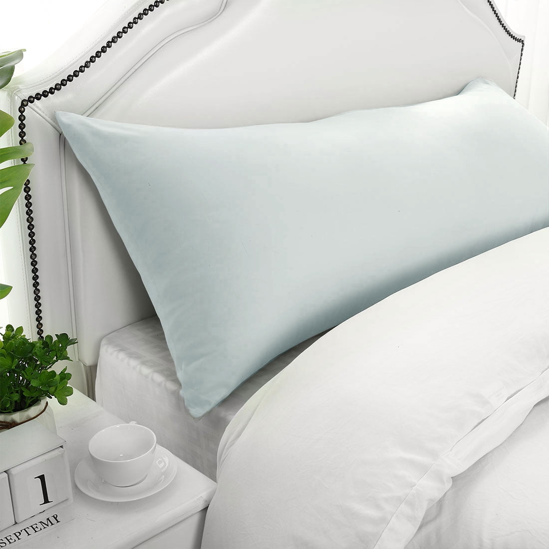 PiccoCasa Long Pillowcase 1800 Series Brushed Microfiber Body Pillowcase, Light Gray 20"x60 ...