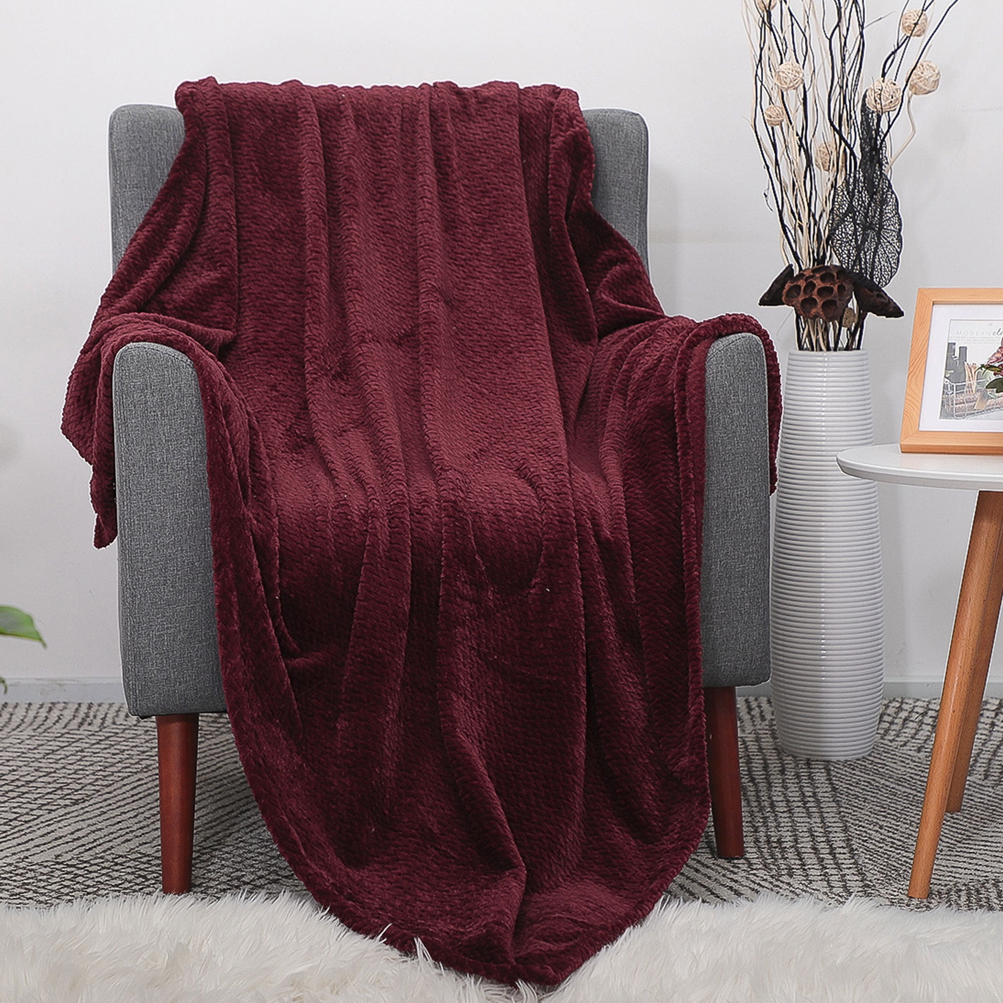 PiccoCasa Luxury Decorative Flannel Fleece Blanket Soft Sofa Throw ...