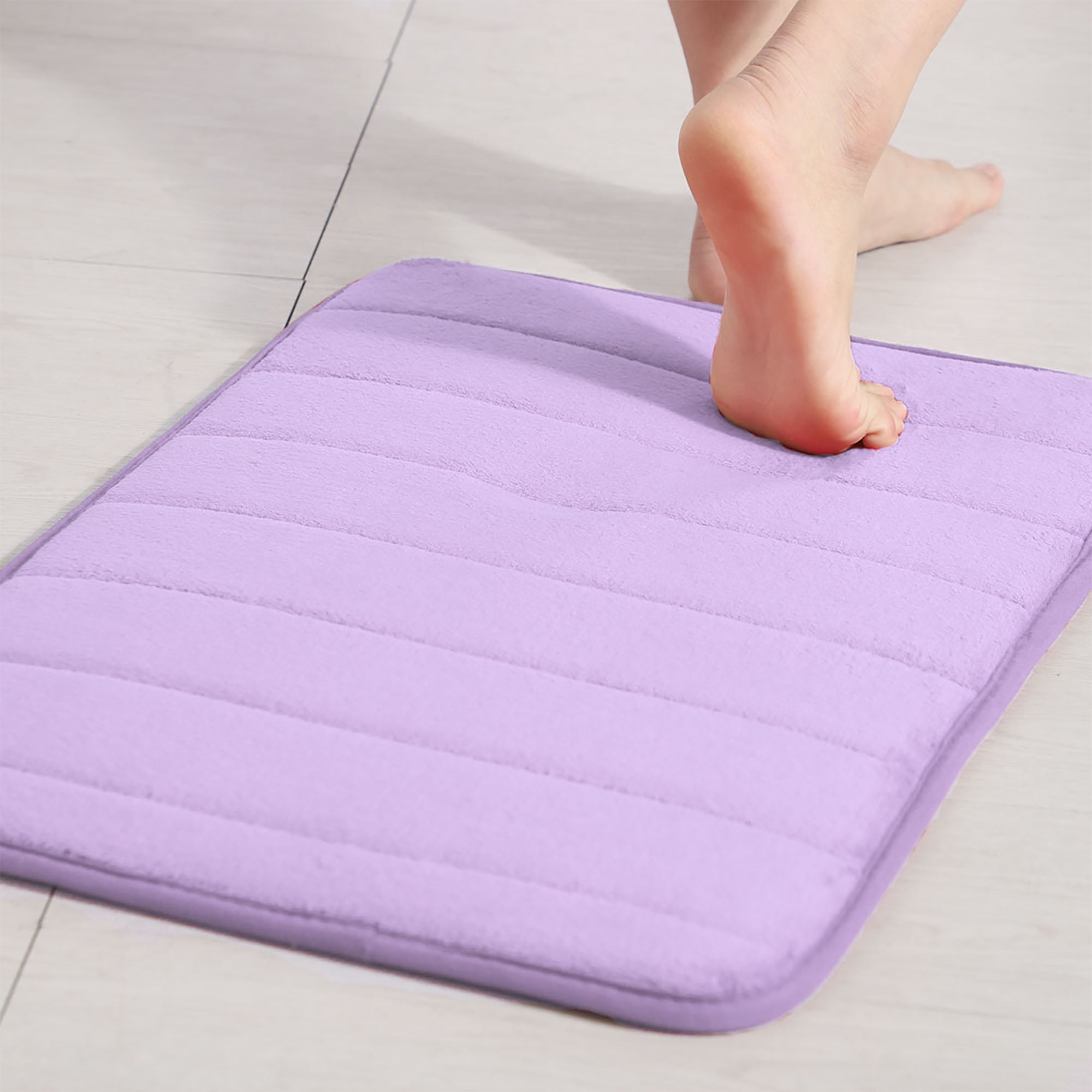 PiccoCasa Memory Foam Absorbent Bath Mat, Purple 32" x 20"/80 x 50cm(L ...