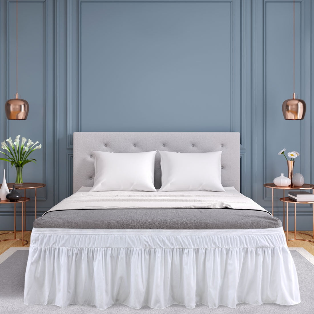 PiccoCasa Microfiber Brushed Bed Skirt Elastic Dust Ruffles 16 Inch ...