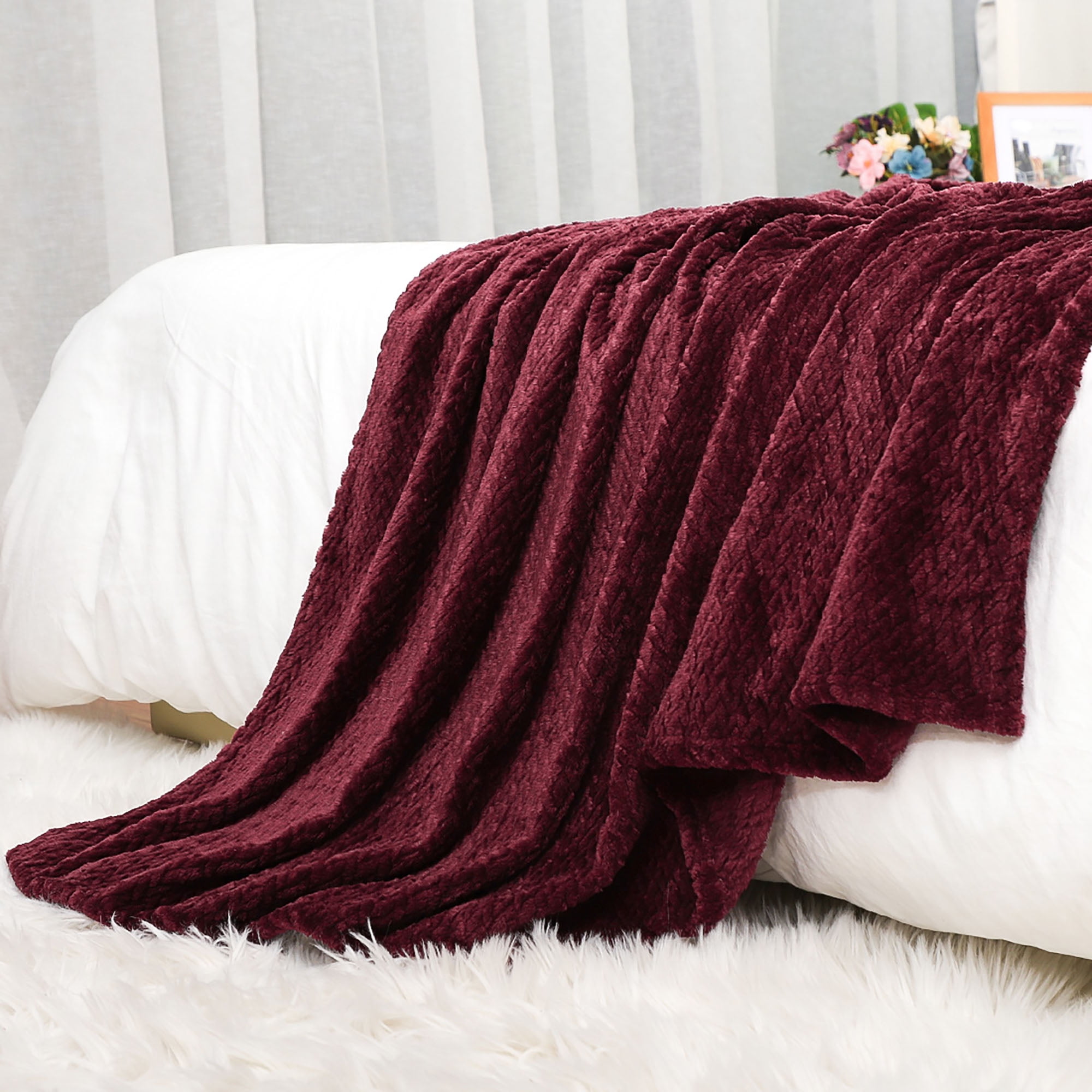 PiccoCasa Plush Flannel Fleece Blanket Decoration Blankets for Bed or ...