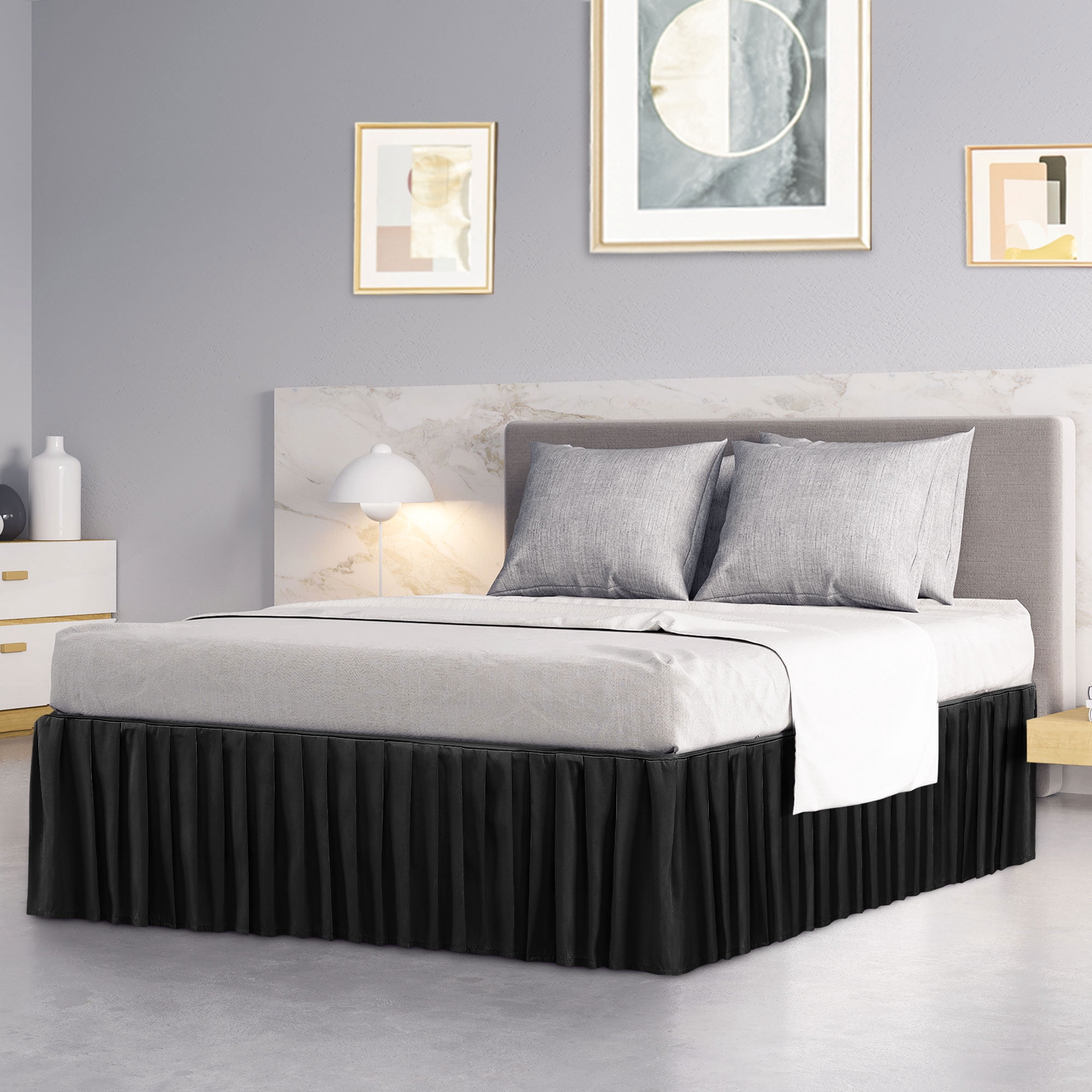 PiccoCasa Polyester Bed Skirts with 14