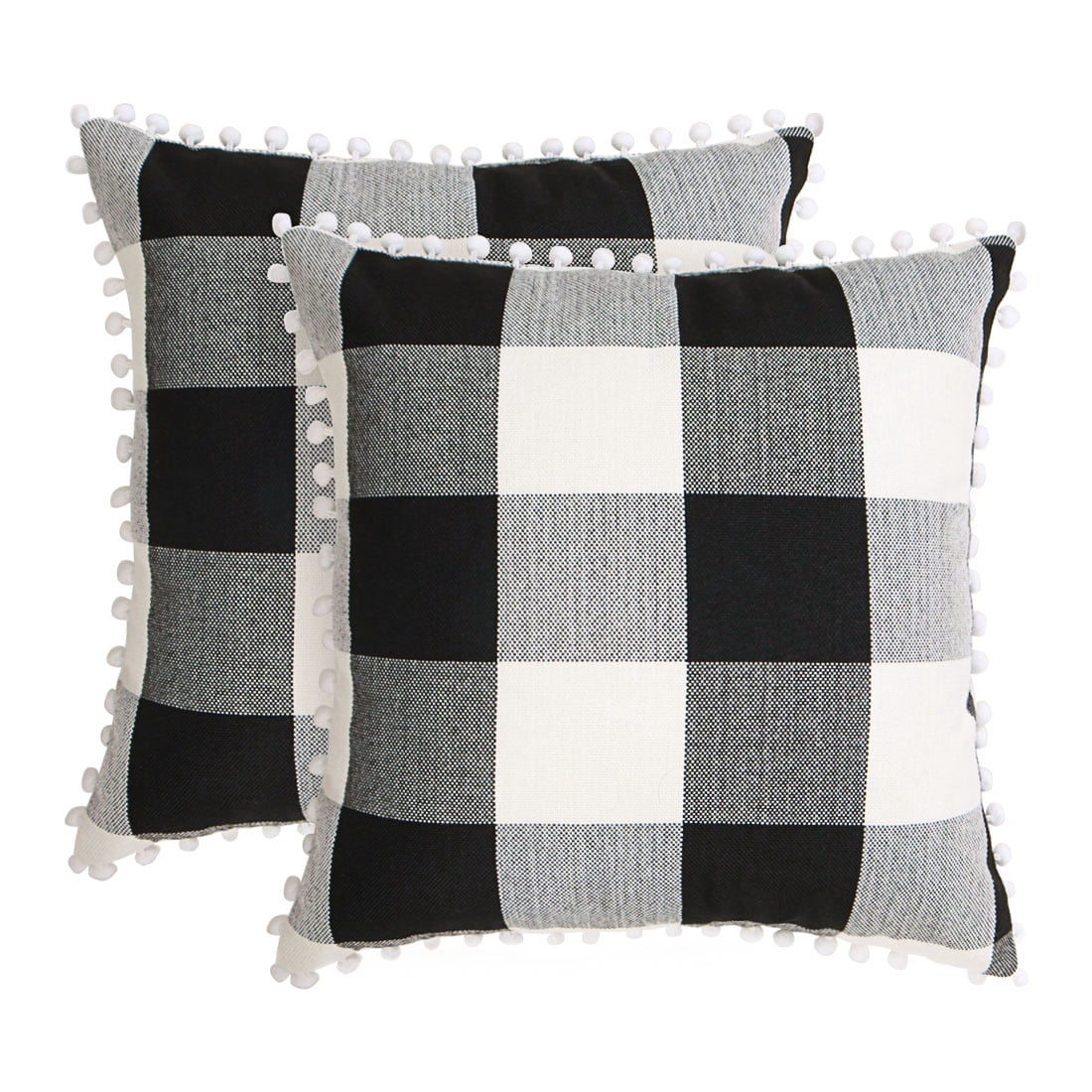 PiccoCasa Retor Checked Plaid Throw Pillow Covers Black Beige White ...