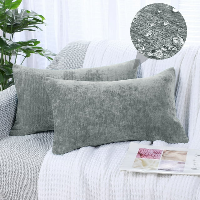 Piccocasa Set Of 2 Soft Water Repellent Throw Pillow Covers Light Gray 12x20 Inch