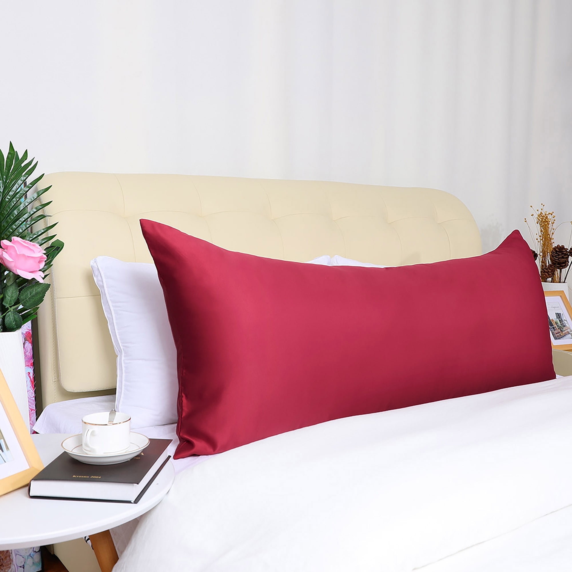 PiccoCasa Silky-Soft Satin Pillow Cases with Zipper Long Pillowcase ...