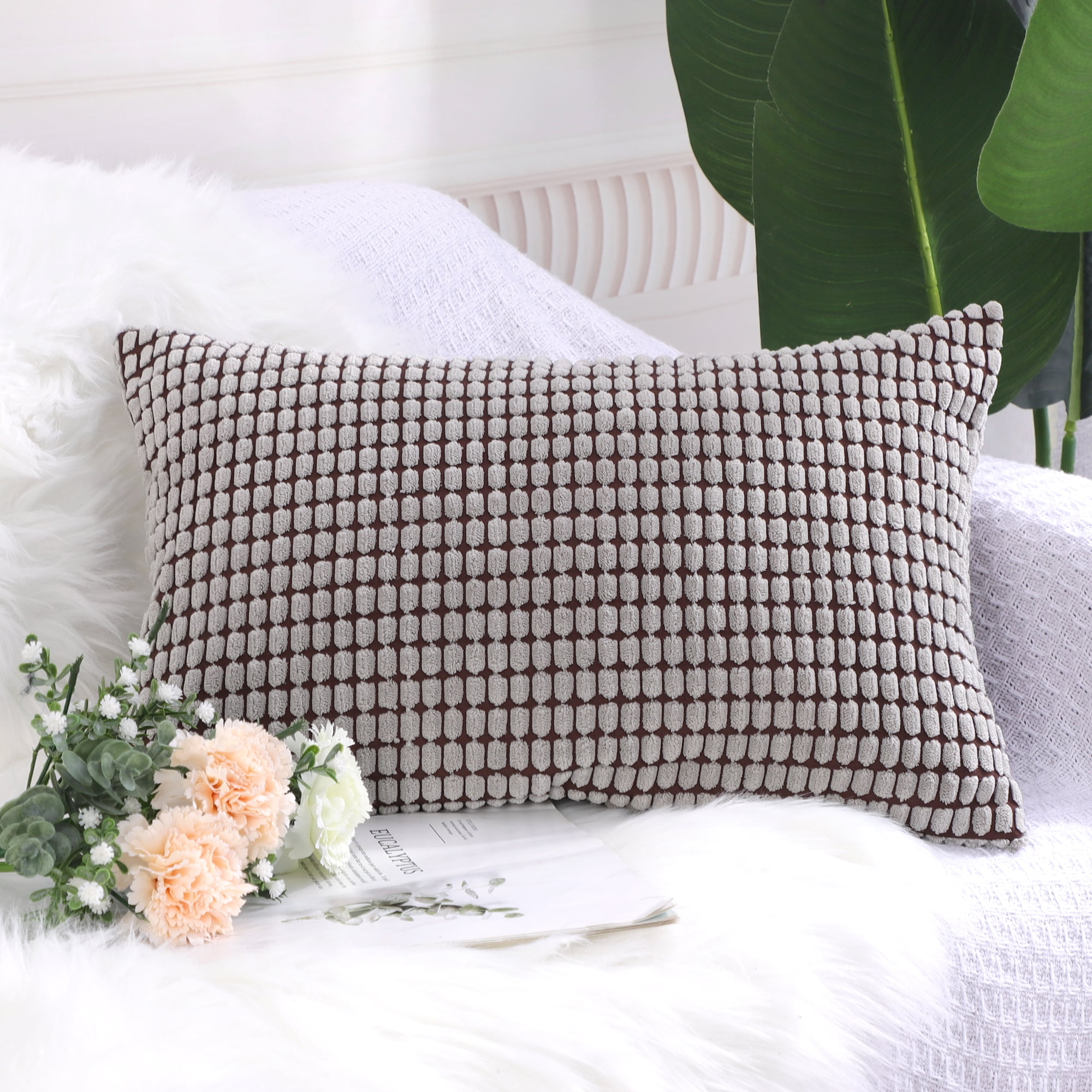 PiccoCasa Soft Corduroy Striped Velvet Decorative Throw Pillow Cusion ...