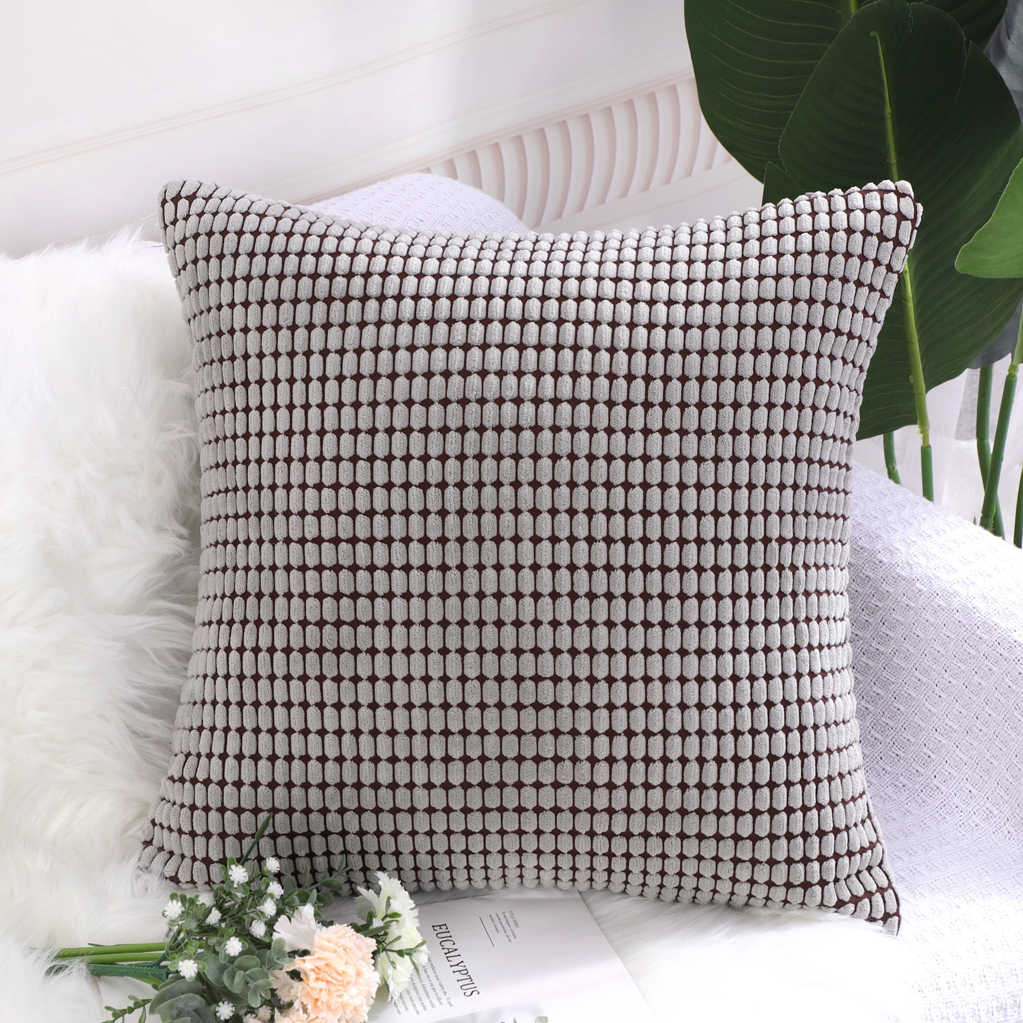 PiccoCasa Soft Corduroy Striped Velvet Decorative Throw Pillow Cusion ...