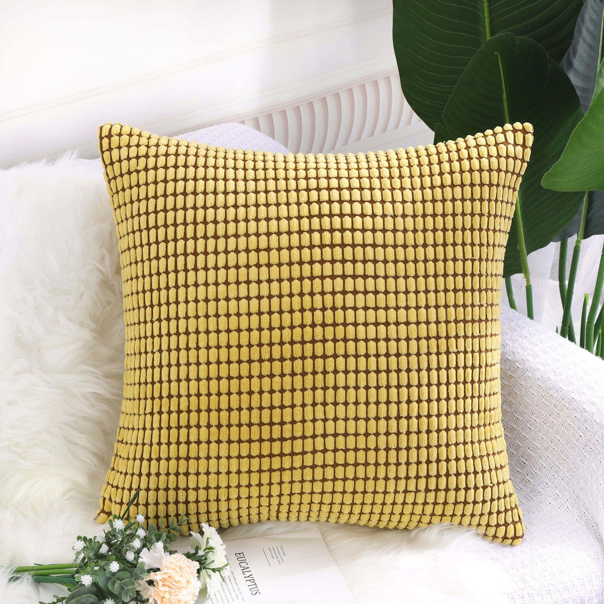 PiccoCasa Soft Corduroy Striped Velvet Decorative Throw Pillow Cusion ...