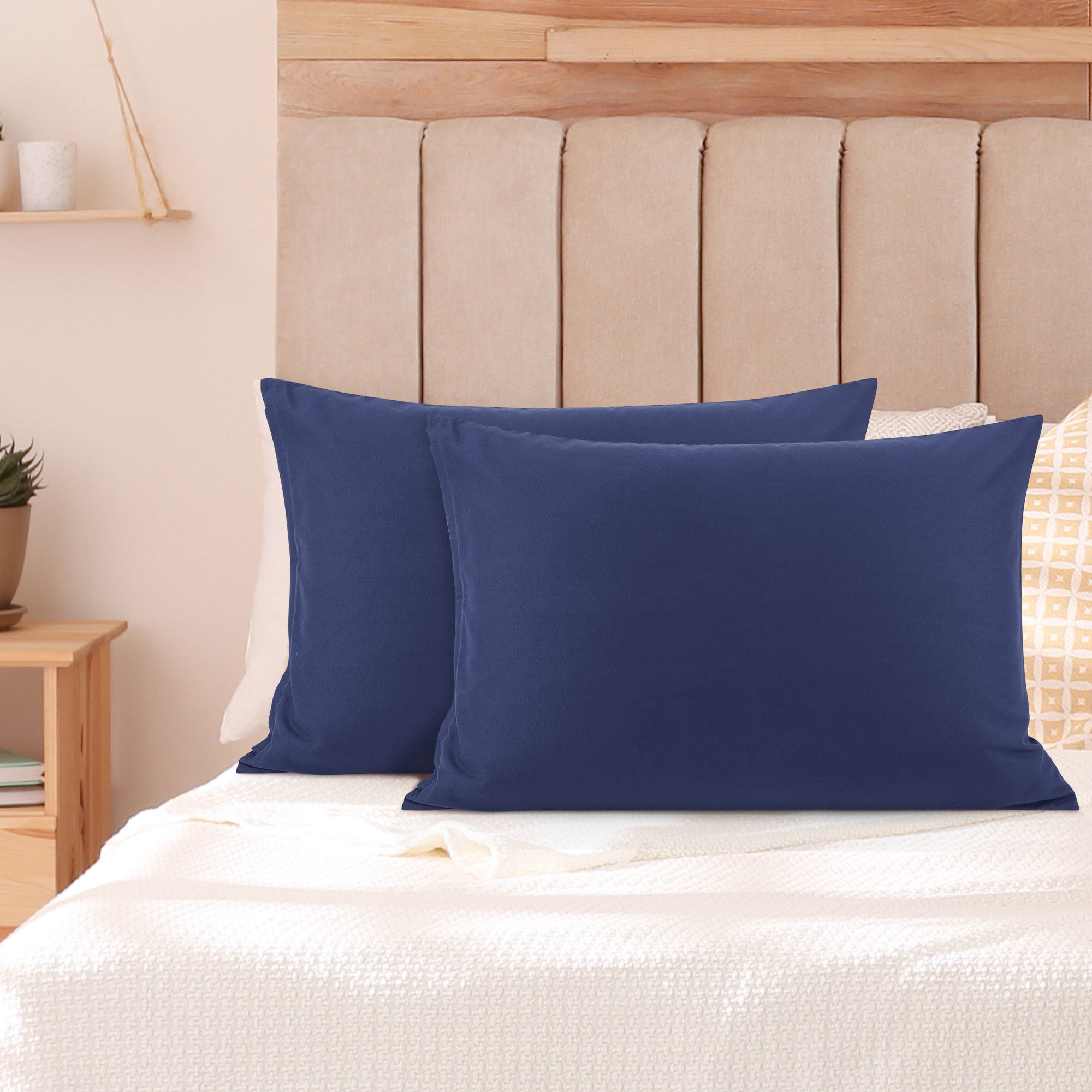 REGALWOVEN Soft Microfiber Zippered Pillowcase Set of 2, Standard Navy ...