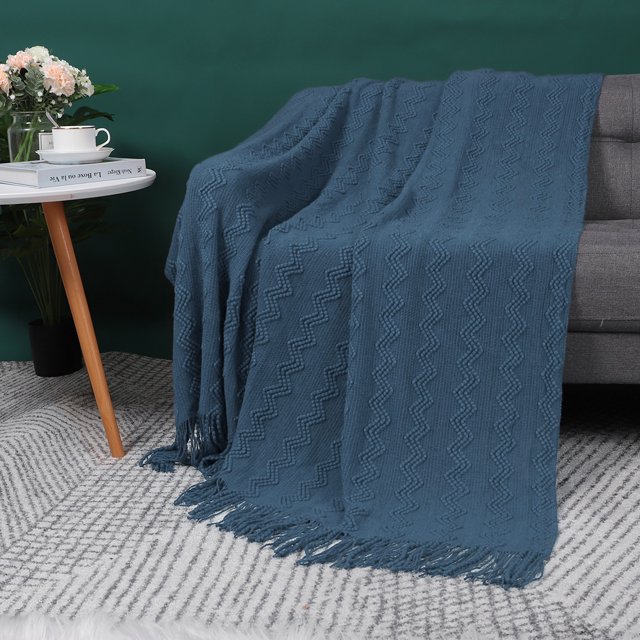PiccoCasa Soft Tassel Throw Blanket Arcylic Decorative Knitted Blanket ...