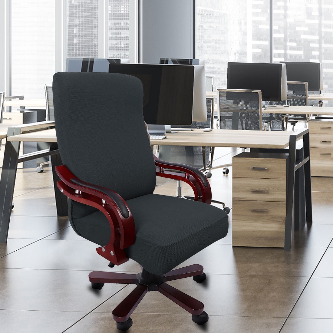 PiccoCasa Stretch Jacquard Office Chair Cover Armchair Protector, Large ...