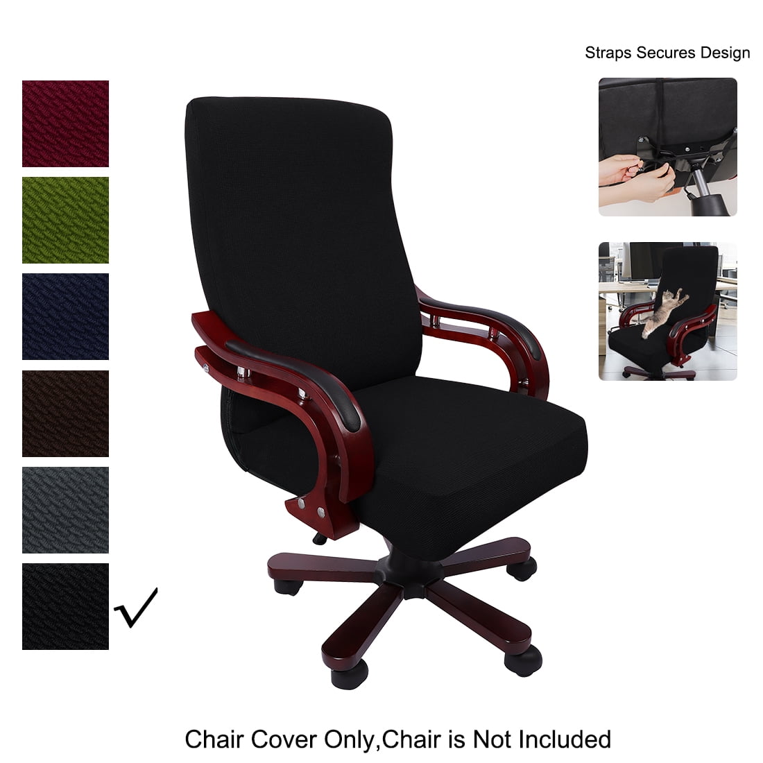 PiccoCasa Stretch Office Chair Cover Jacquard Stripe Computer Chair ...
