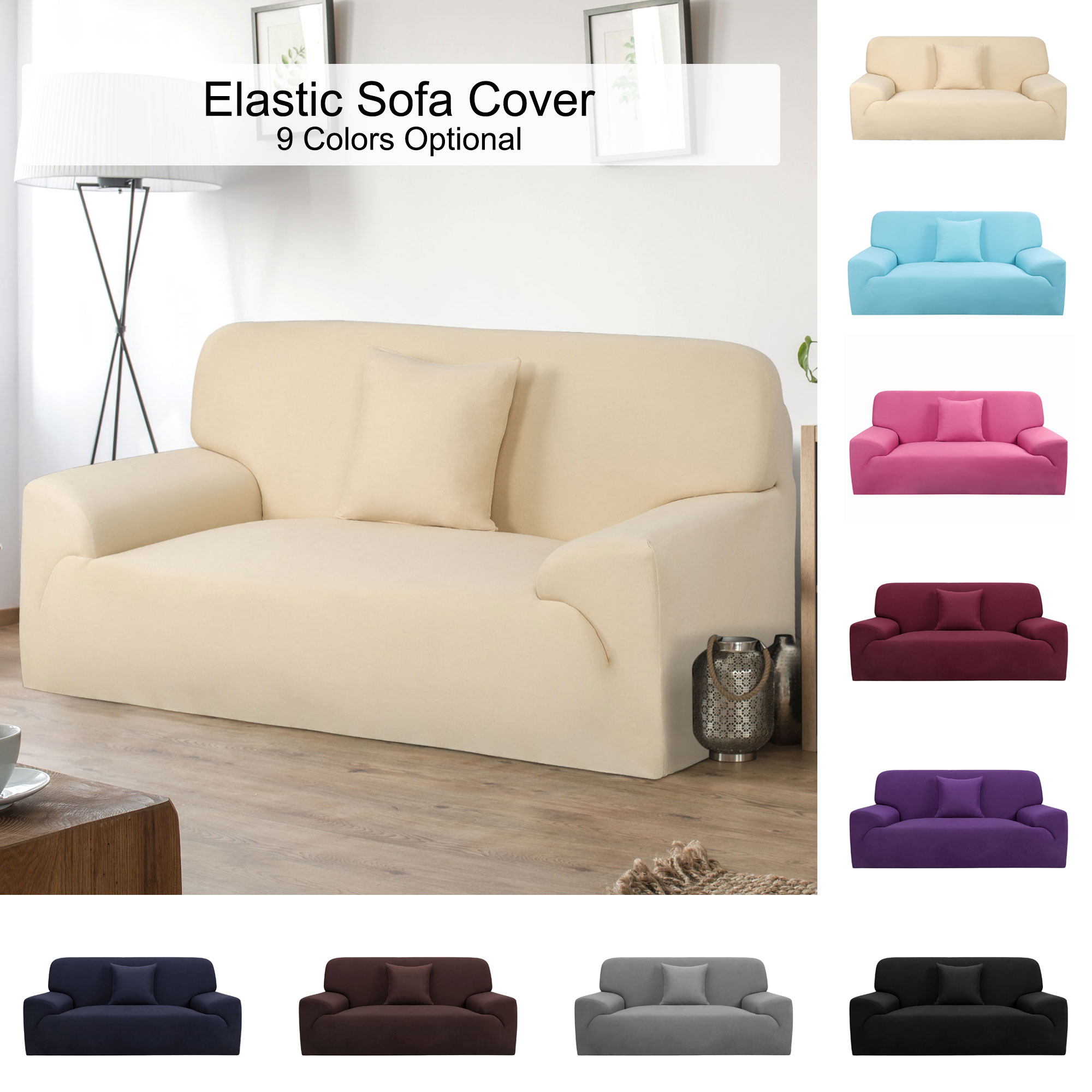 PiccoCasa Stretch Sofa Slipcovers Couch Cover 1 2 3 4 Seater, Beige, X ...