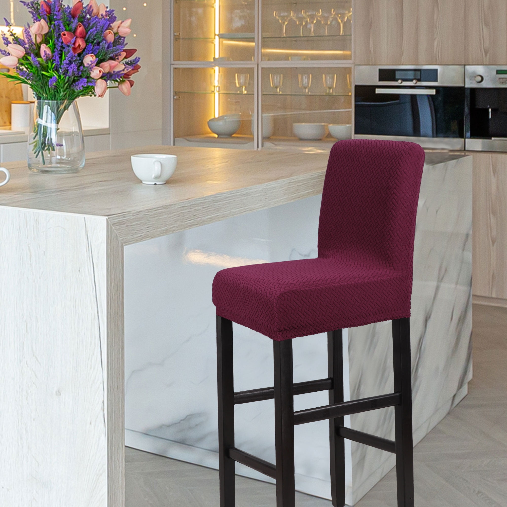 PiccoCasa Stretch Spandex Chair Seat Cover Jacquard Bar Stool Cover ...