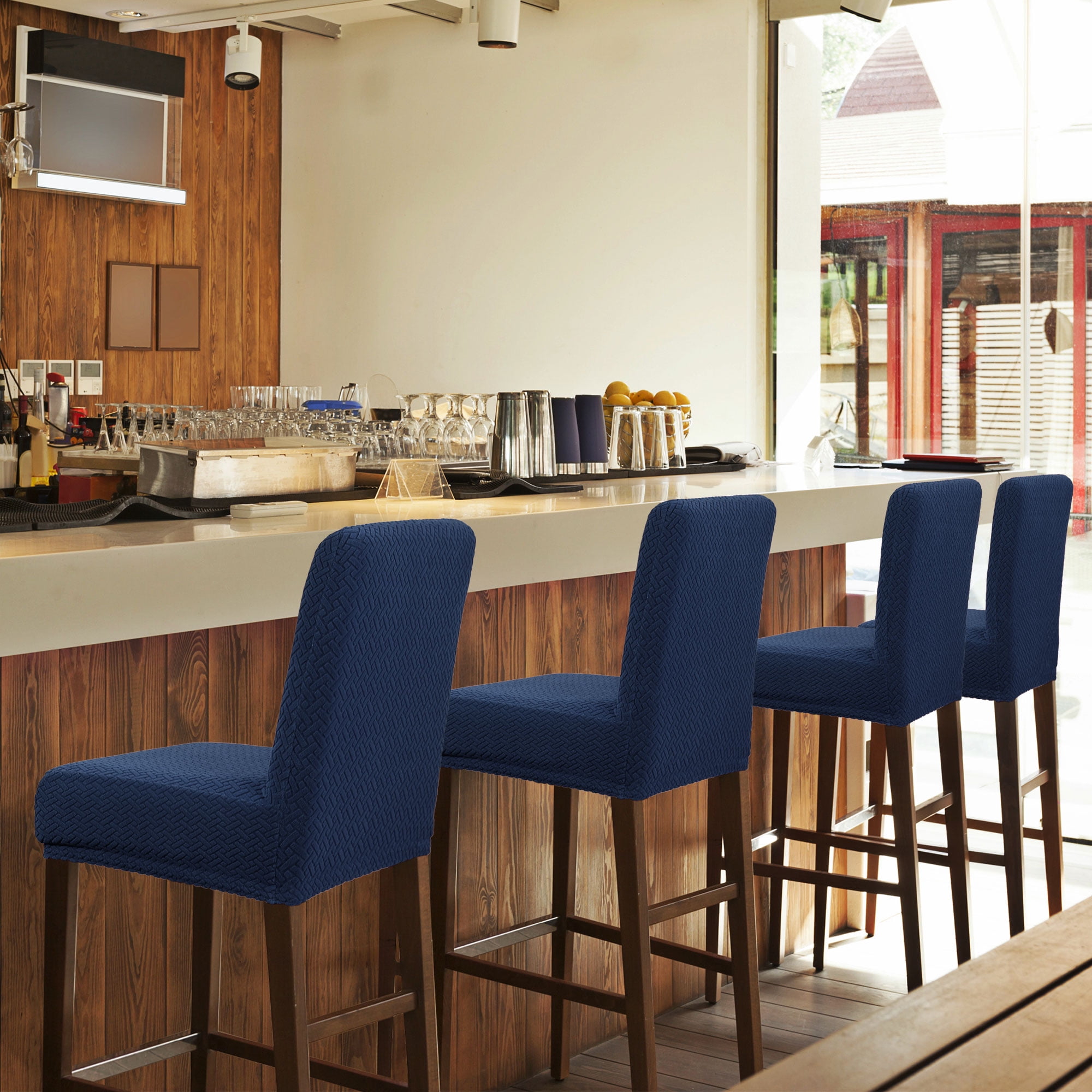 PiccoCasa Stretch Bar Stool Covers for Counter Short Back Chair ...