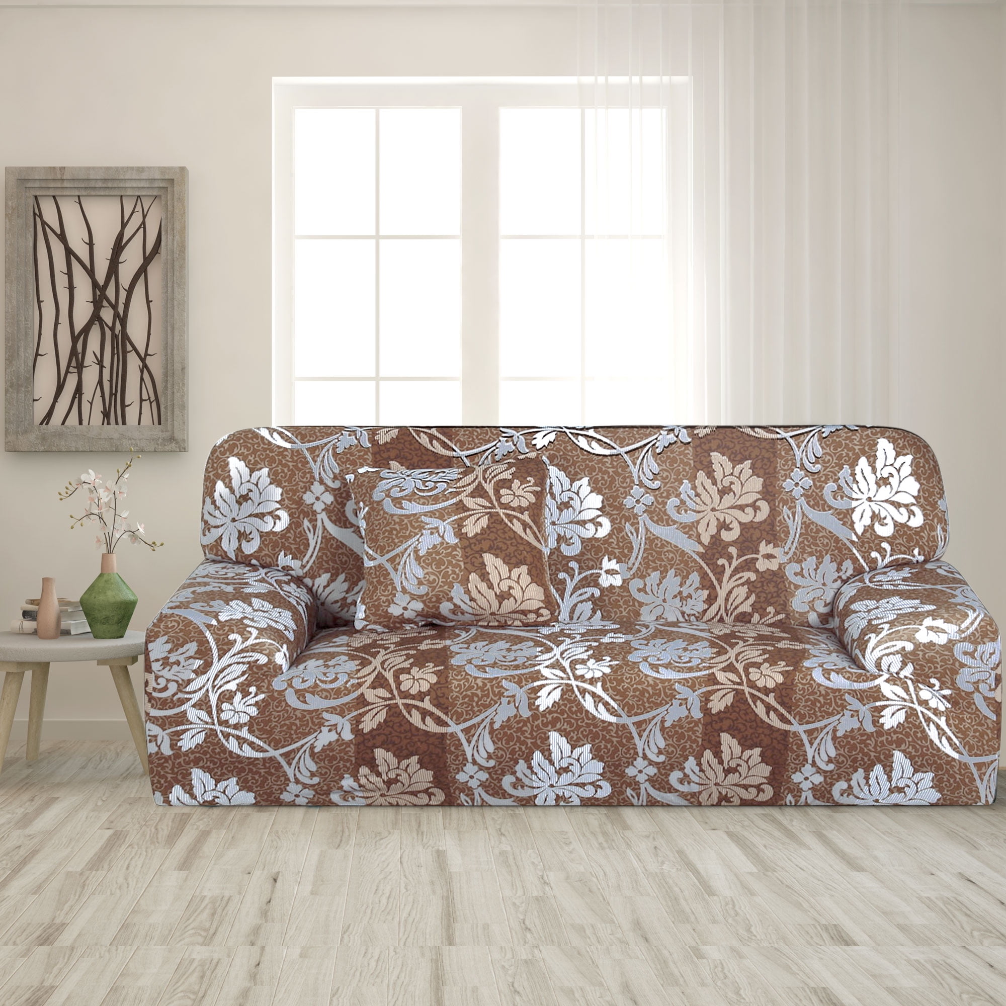 PiccoCasa Stretch Spandex Sofa Cover 4 Seat Floral Couch Slipcover ...