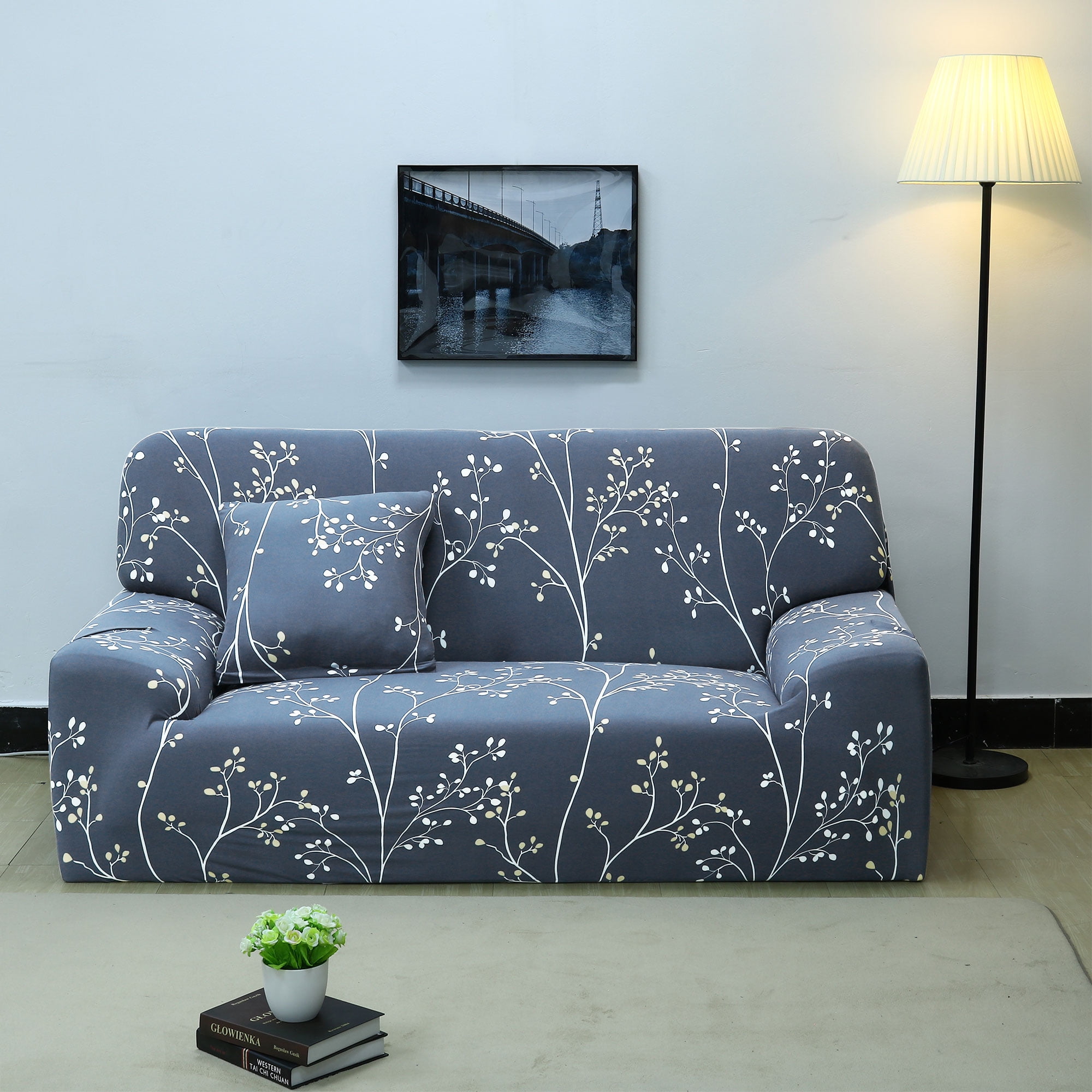 PiccoCasa Stretch Thick Sofa Slipcover Floral Print Couch Protector, 3 ...