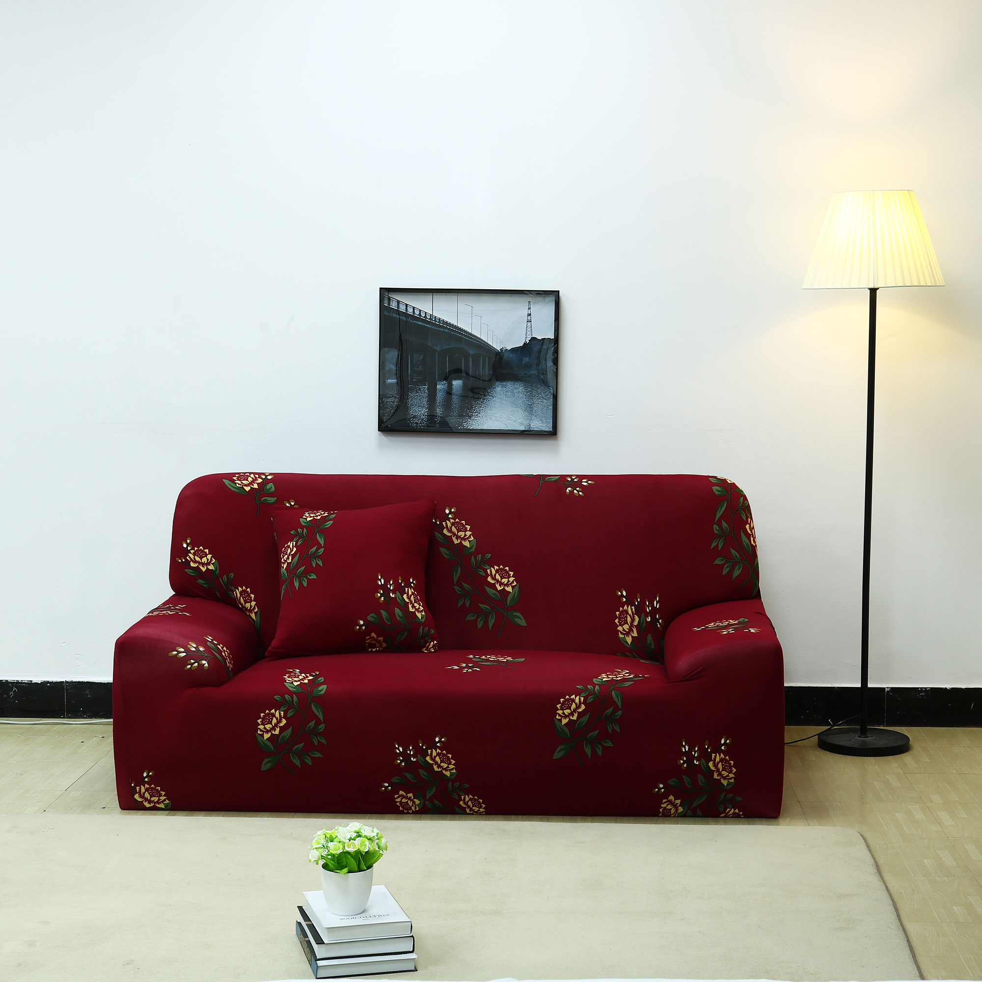 PiccoCasa Stretch Thick Sofa Slipcover Floral Print Couch Protector, 4 ...