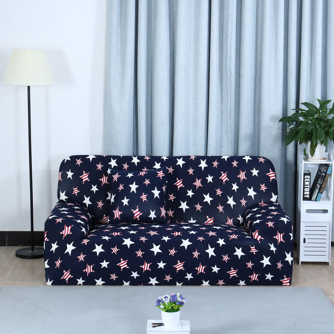 PiccoCasa Thick Stretch Sofa Cover 3 Seater Floral Print Couch Cover ...