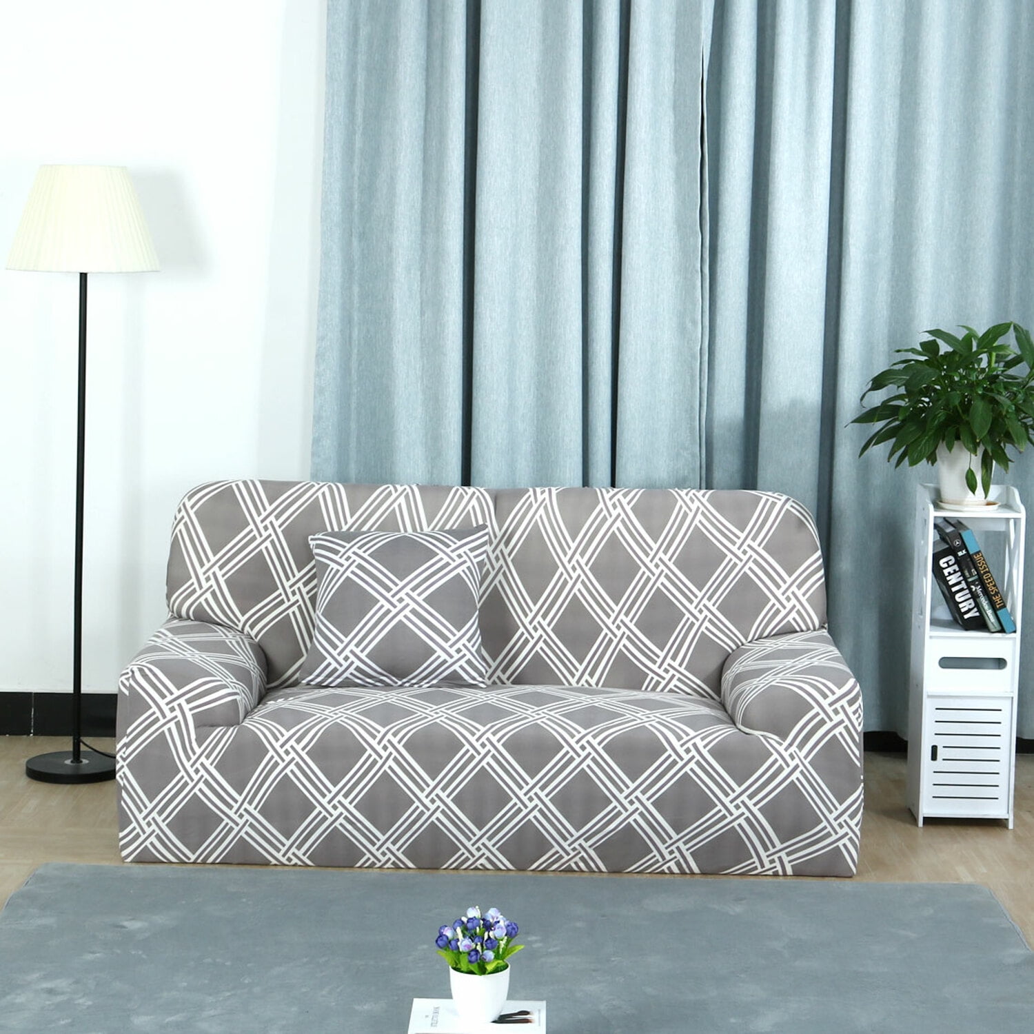 PiccoCasa Thick Stretch Sofa Cover 3 Seater Floral Print Couch Cover ...