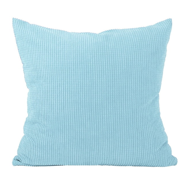 PiccoCasa Velvet Corn Striped Square Throw Pillow Cover, Light Blue, 18 ...