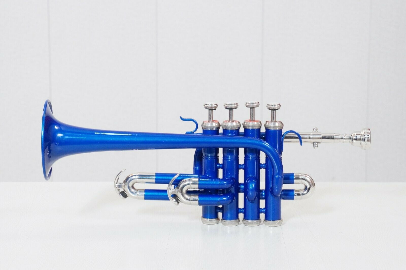 Piccolo trumpet blue color finish with hard case bag and mouth piece ...