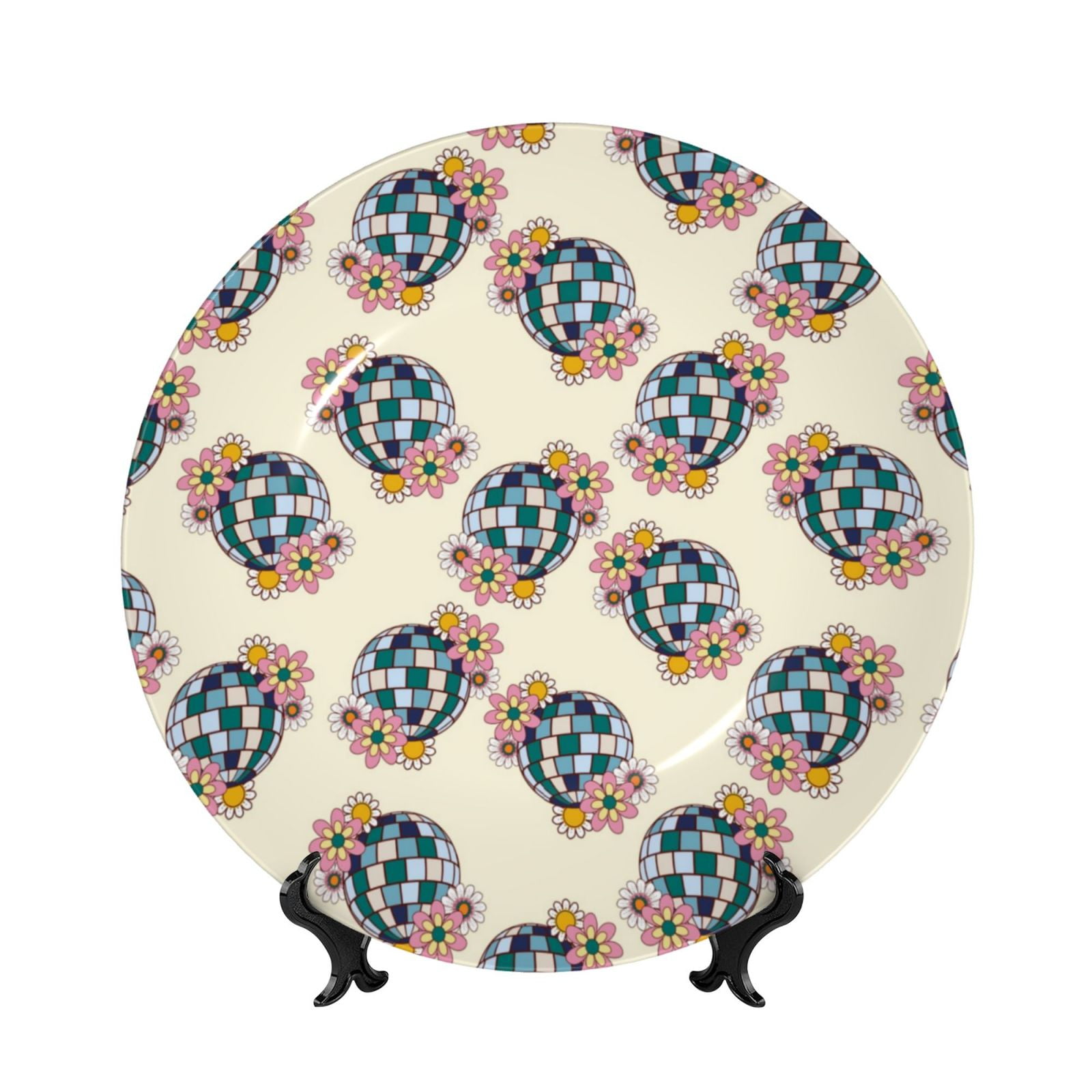 Picia 70s Disco Ball Pattern Bone China Decorative Plate – Wall Decor ...
