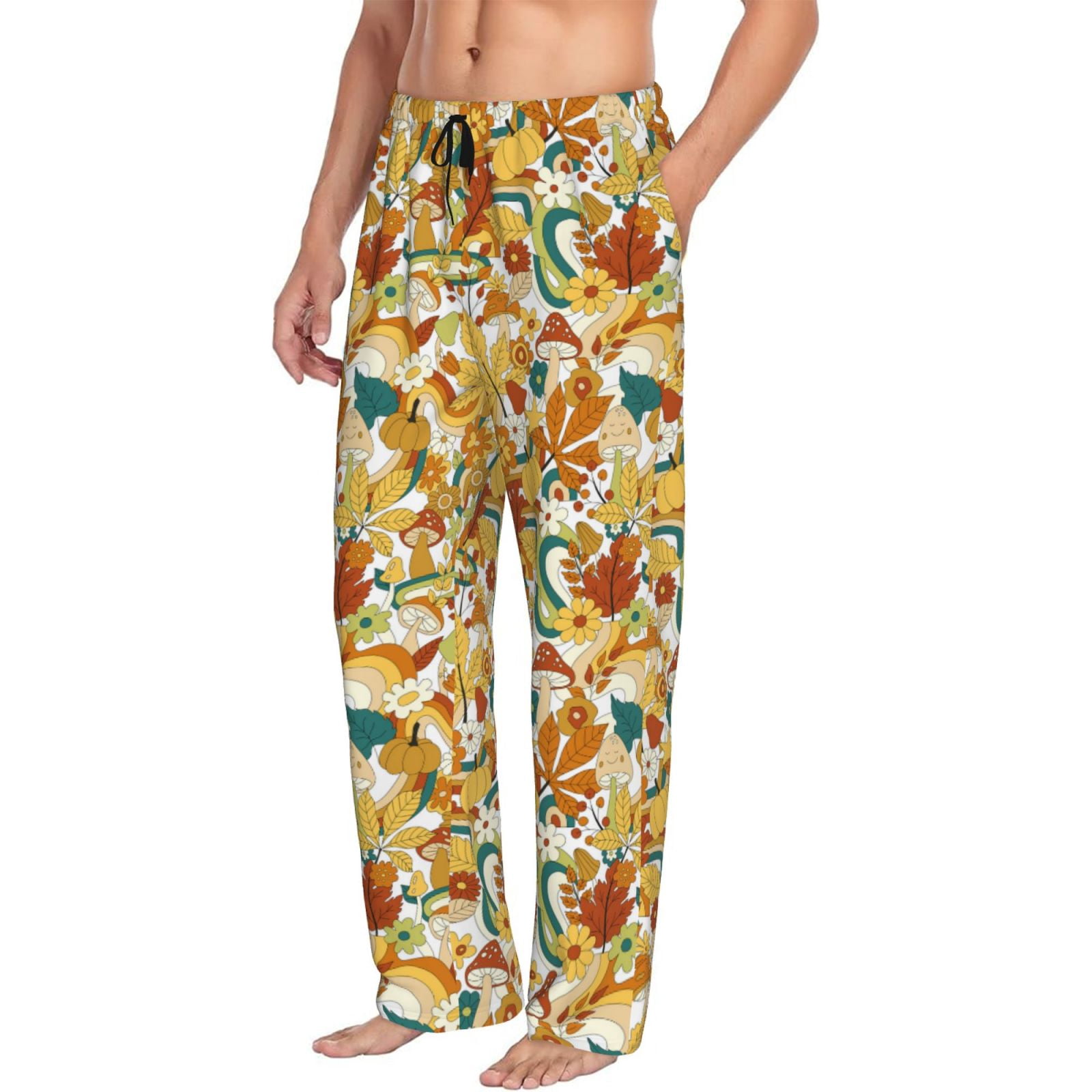 Picia 70s Groovy Hippie Mens Soft Woven Cotton Elastic Waistband Sleep ...