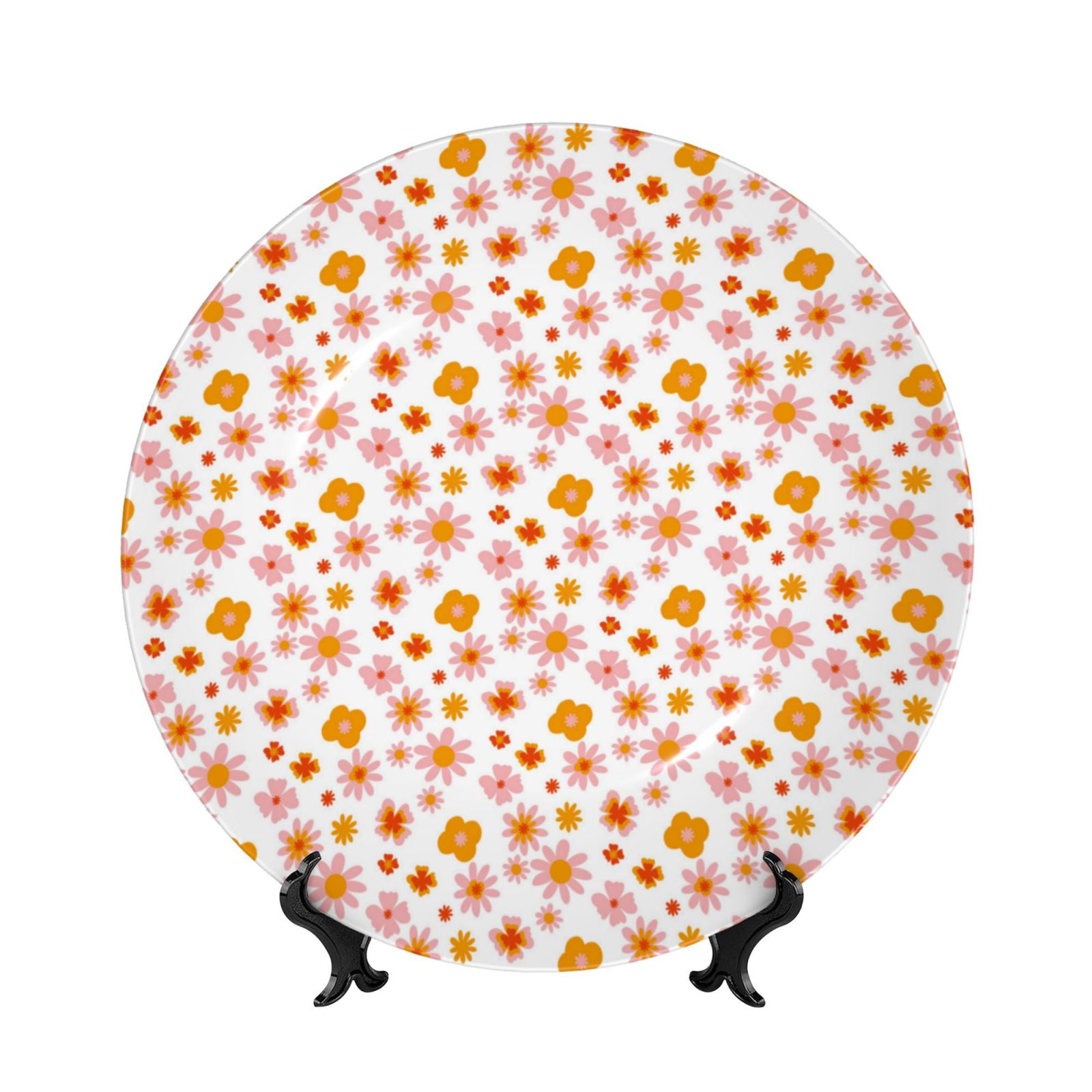 Picia 70s Retro Flowers Pattern Bone China Decorative Plate – Wall ...