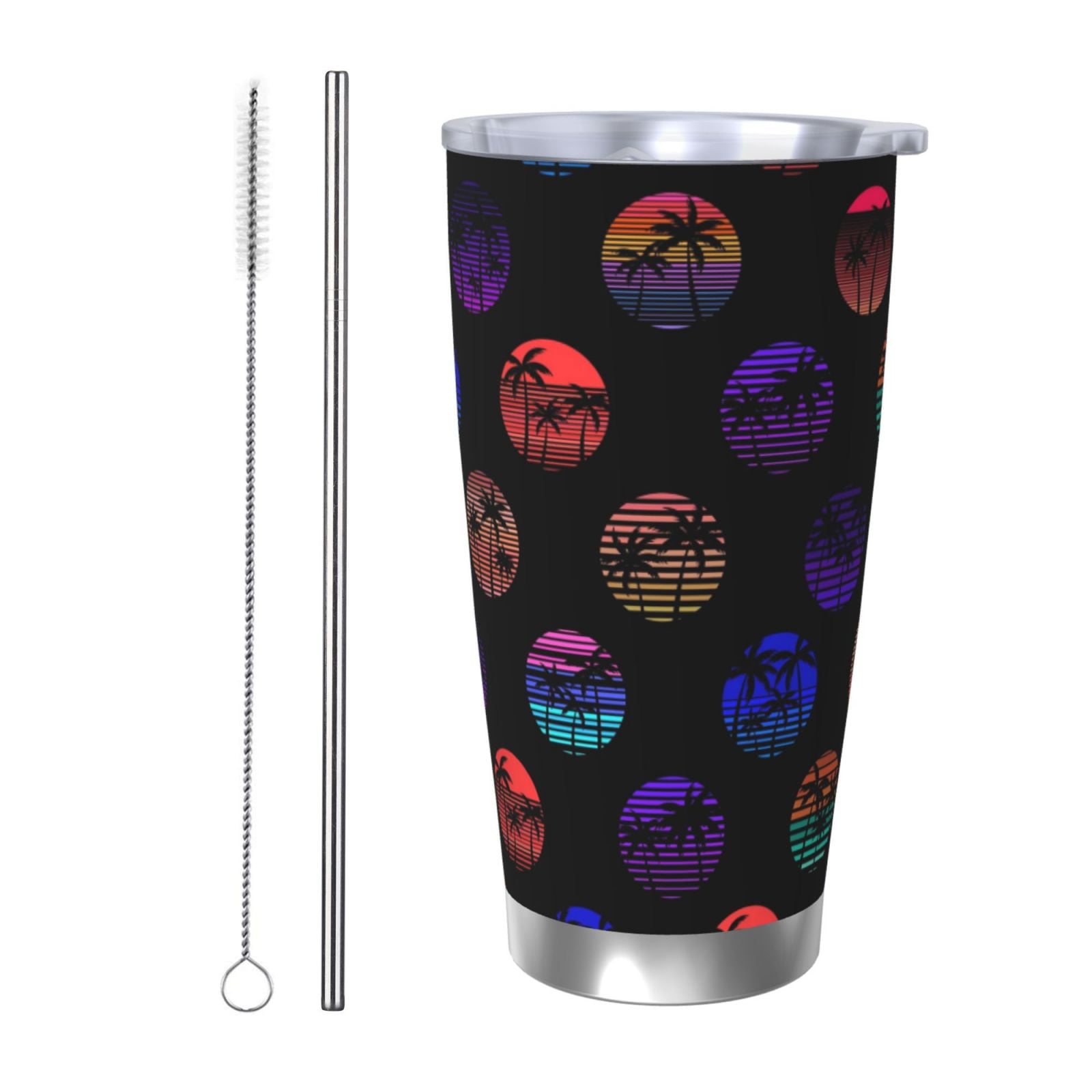 Picia 80s Style Palm Trees Pattern 20 oz Tumbler Stainless Steel Vacuum ...