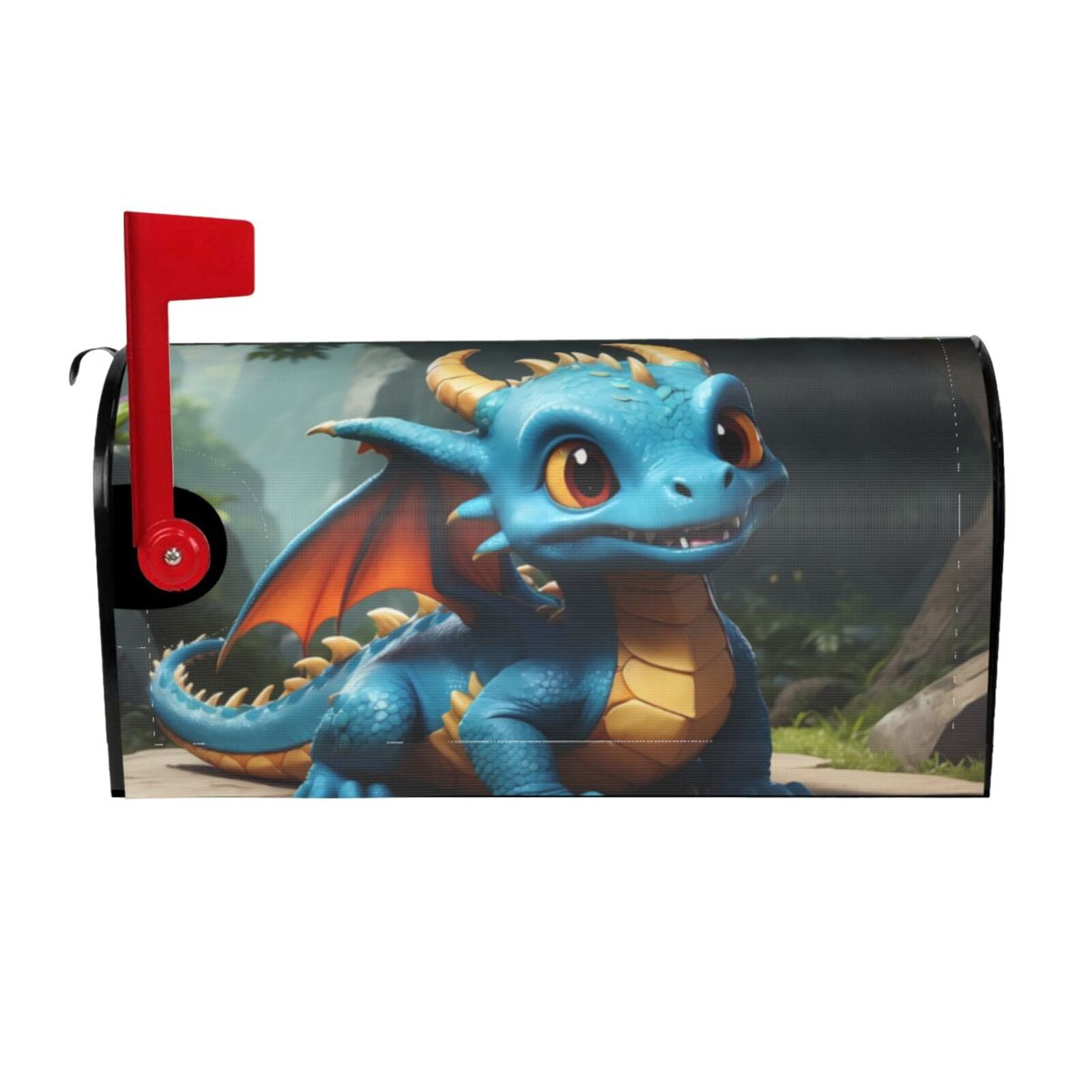 Picia Adorable Blue Baby Dragon Magnetic Mailbox Cover Standard Size-25 ...