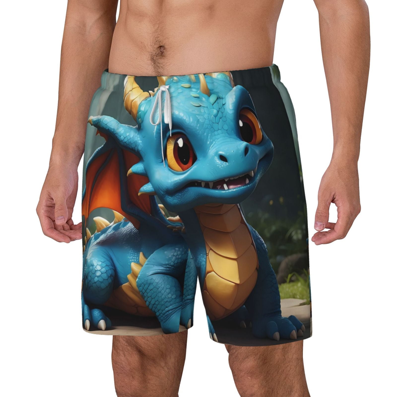 Picia Adorable Blue Baby Dragon pattern Mens Swim Trunks with ...