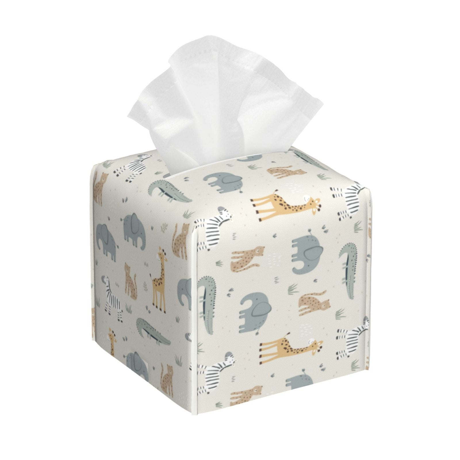 Picia African Animals Pattern Tissue Box Cover,PVC Leather Square ...