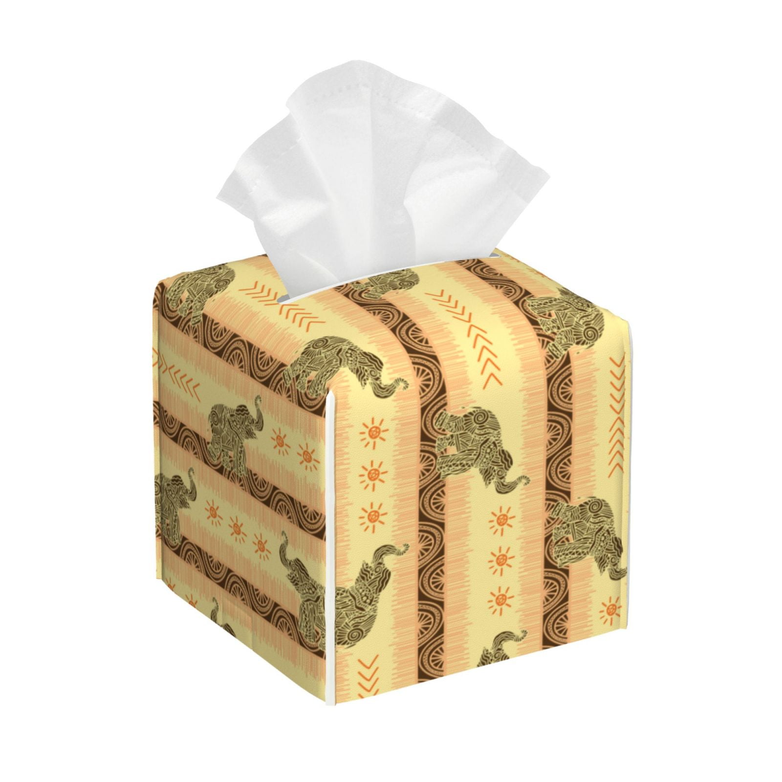 Picia African tribal elephant Pattern Tissue Box Cover,PVC Leather ...
