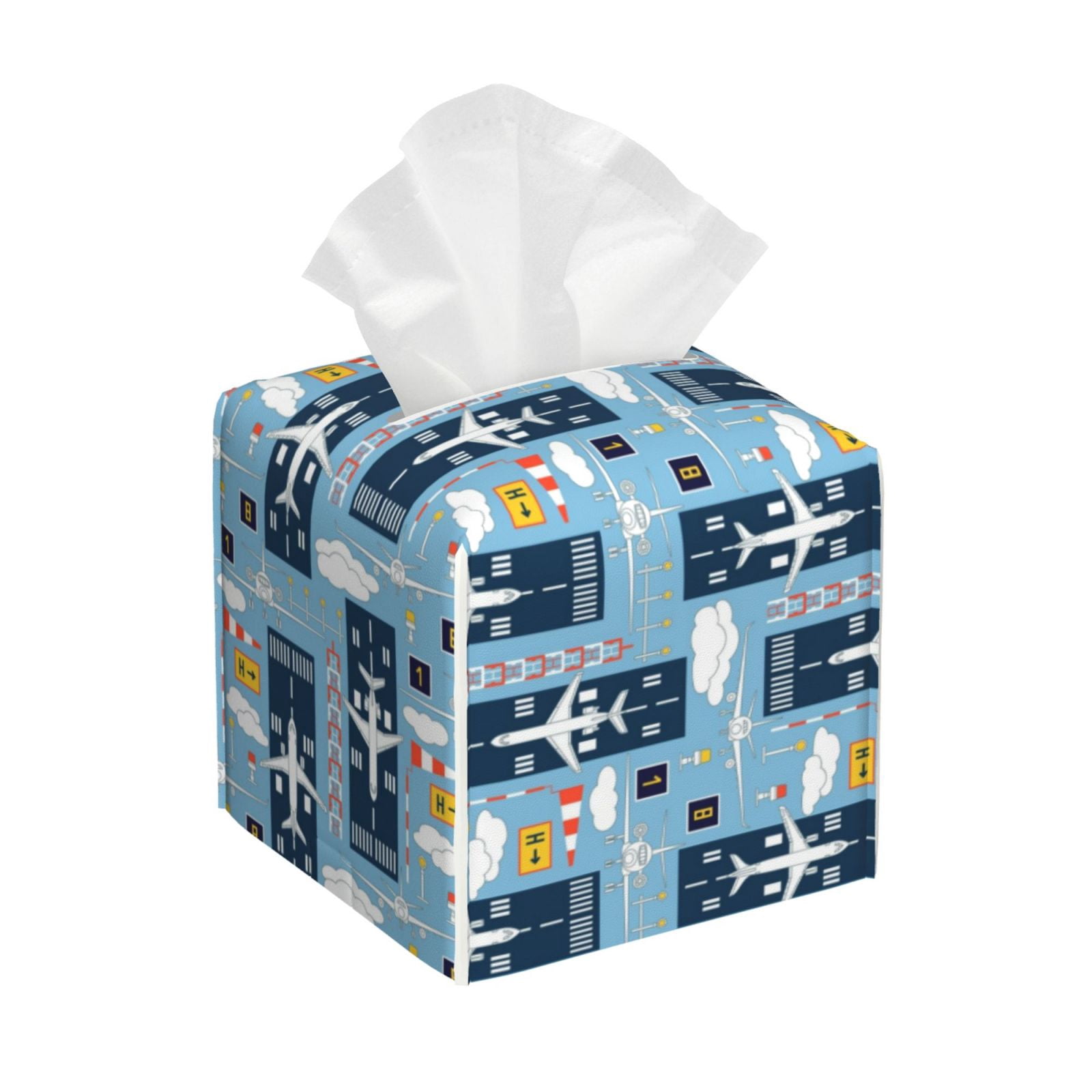 Picia Airplanes and Aviation Signs Pattern Tissue Box Cover,PVC Leather ...