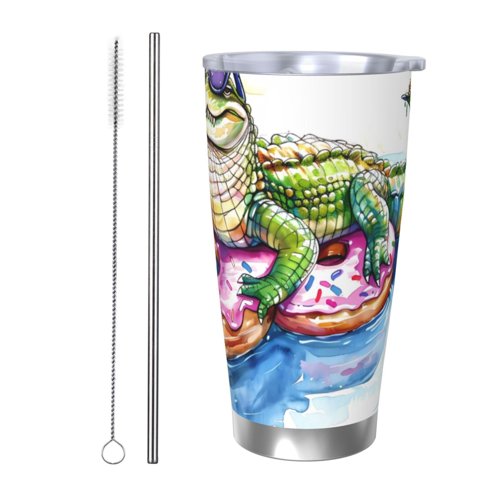 Picia Alligator Donut Pool Float Pattern 20 oz Tumbler Stainless Steel ...