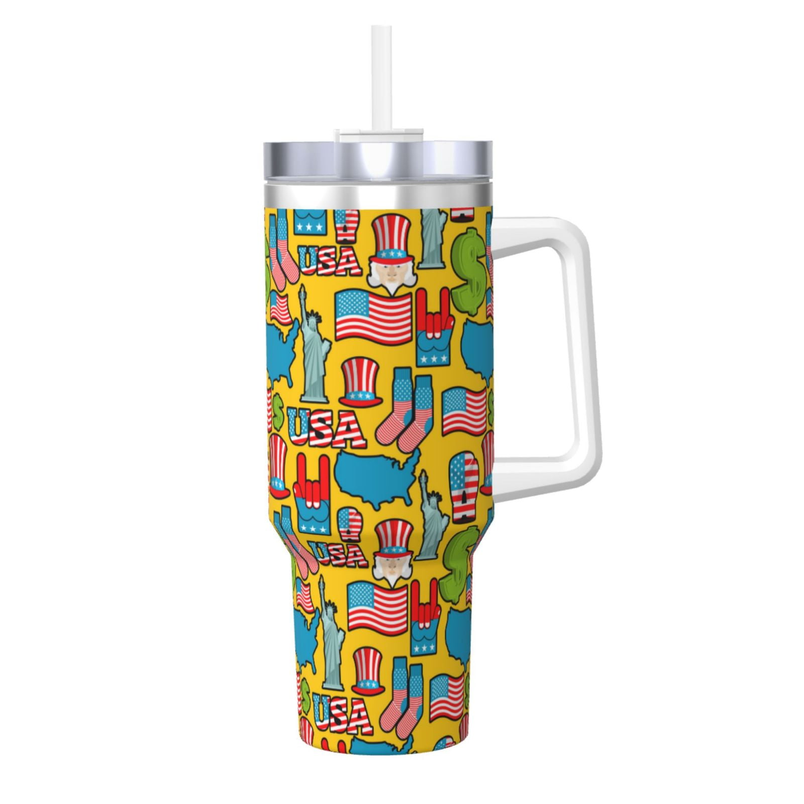 Picia America Symbols Pattern 40oz Ice Bully Insulated Tumbler with ...