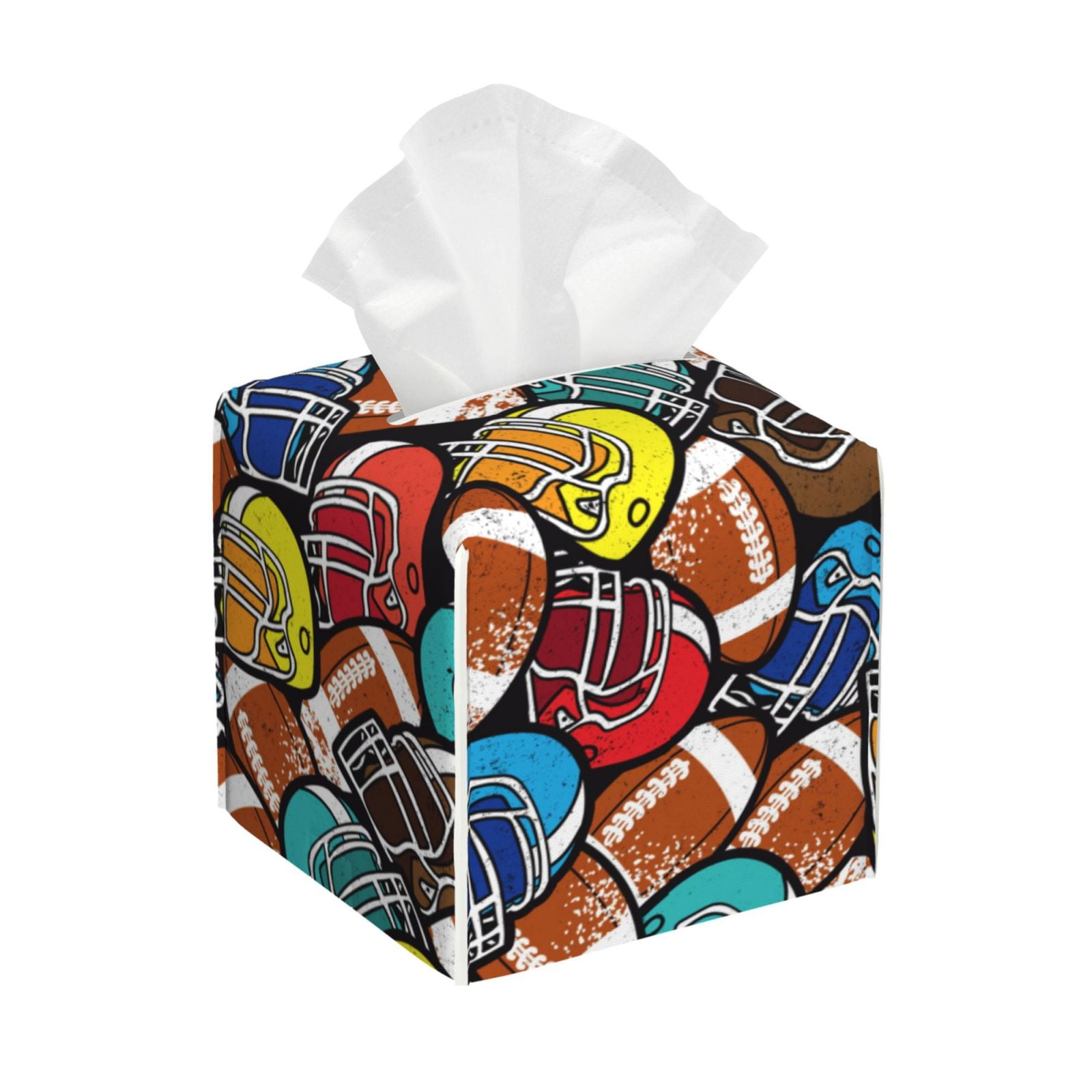 Picia American Football Pattern Tissue Box Cover,PVC Leather Square ...