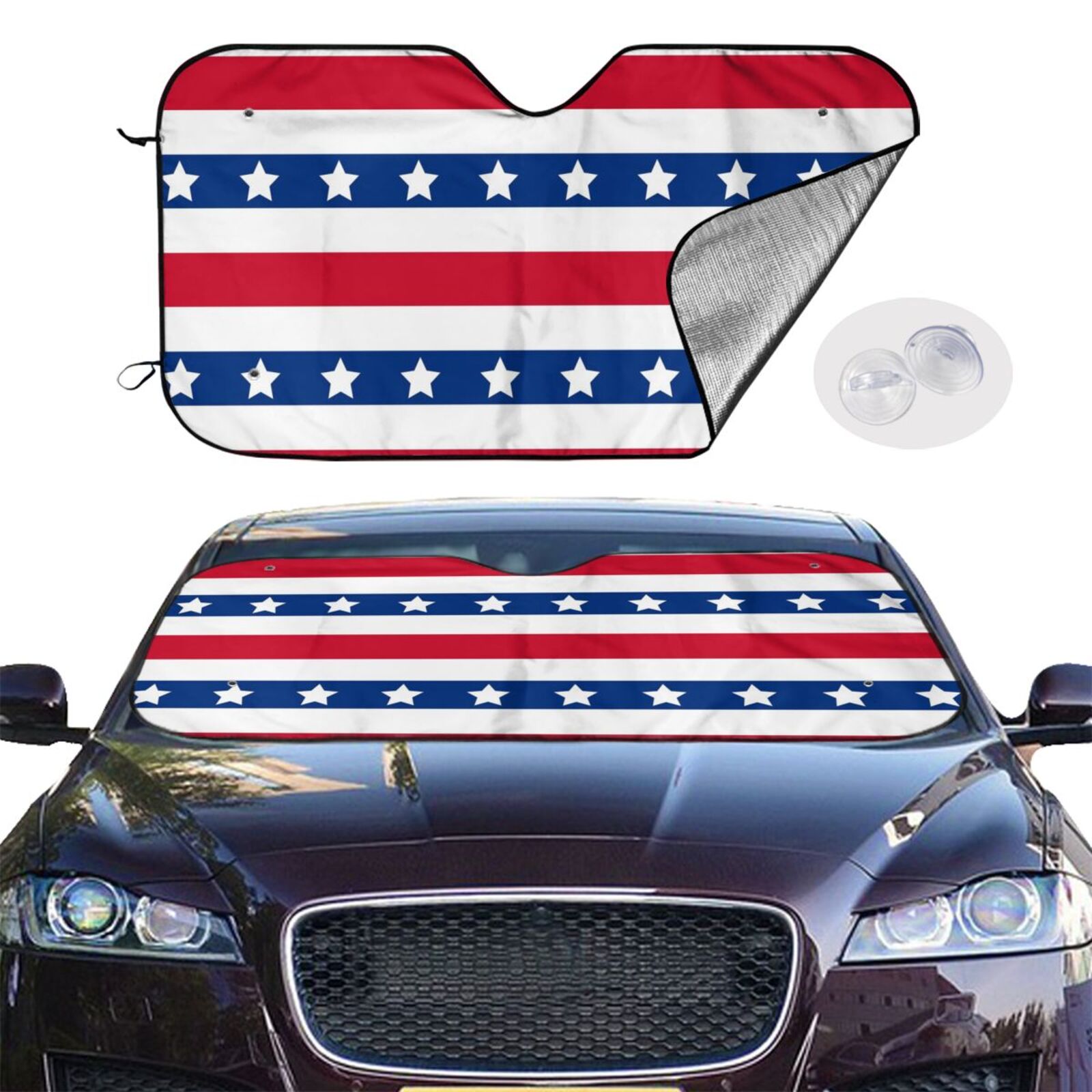 Picia American Patriotic Stars And Stripes Curved Windshield Sunshade ...