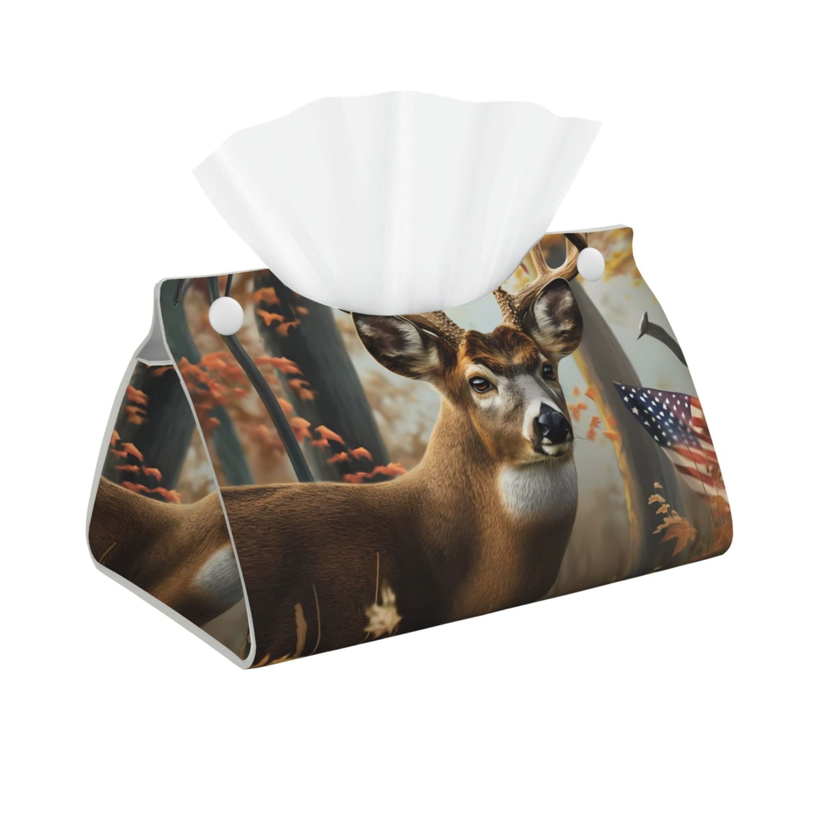 Picia American Wildlife Deer Forest Pattern Long Tissue Box Cover,PVC ...