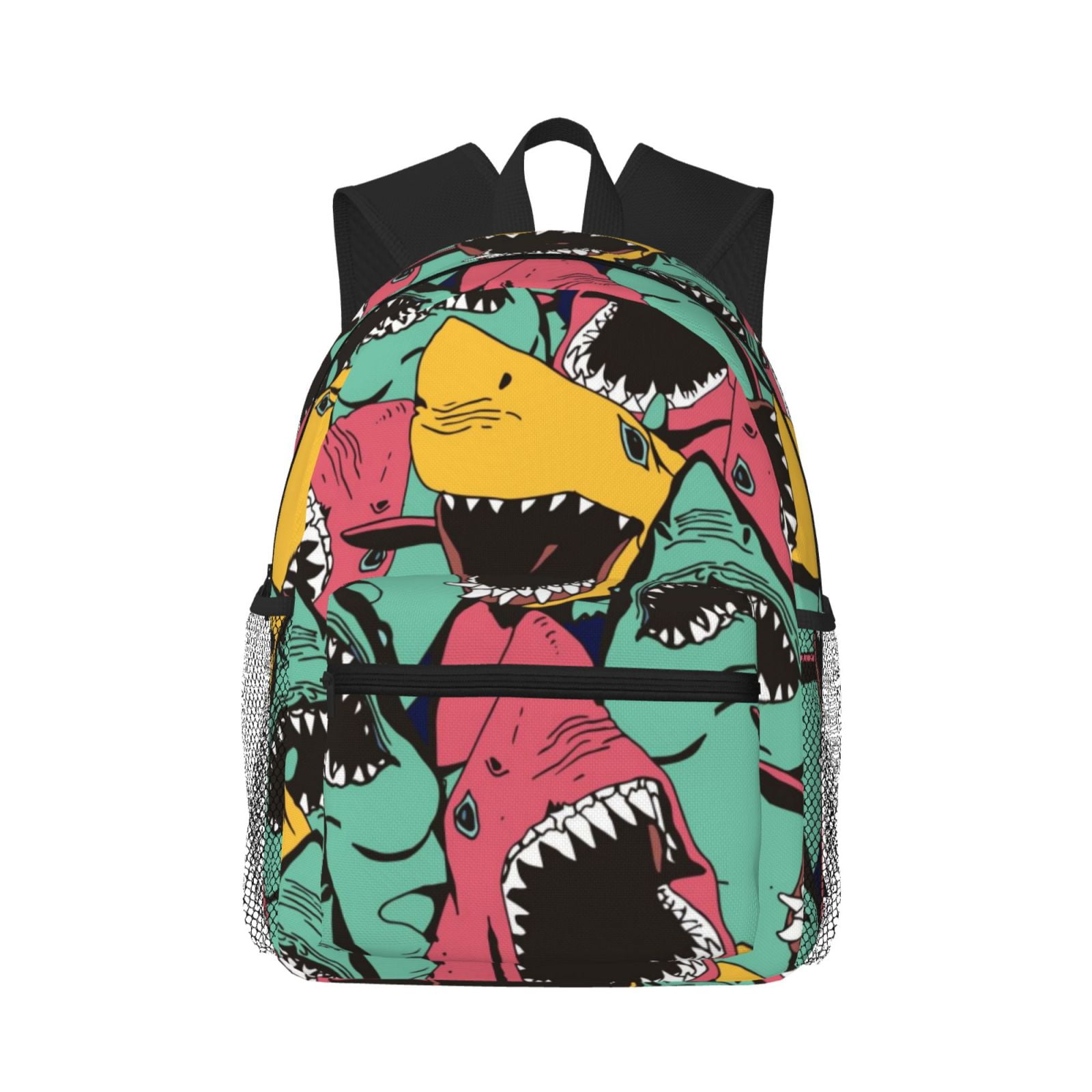 Picia Angry Shark Pattern Large Capacity Backpack Classic Style ...