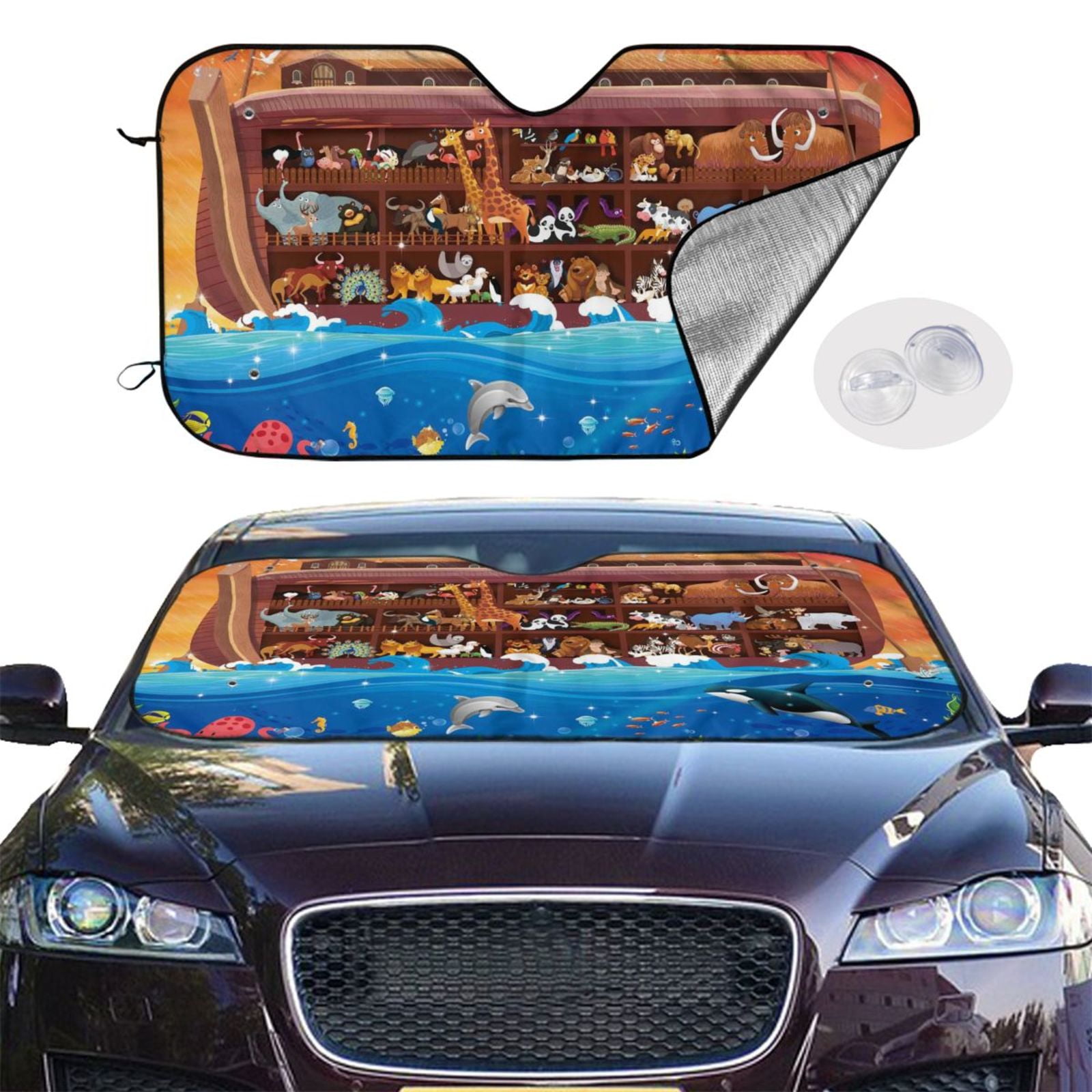 Picia Animals On Noah's Ark2 Curved Windshield Sunshade Accordion Folding Style Auto Shade for ...